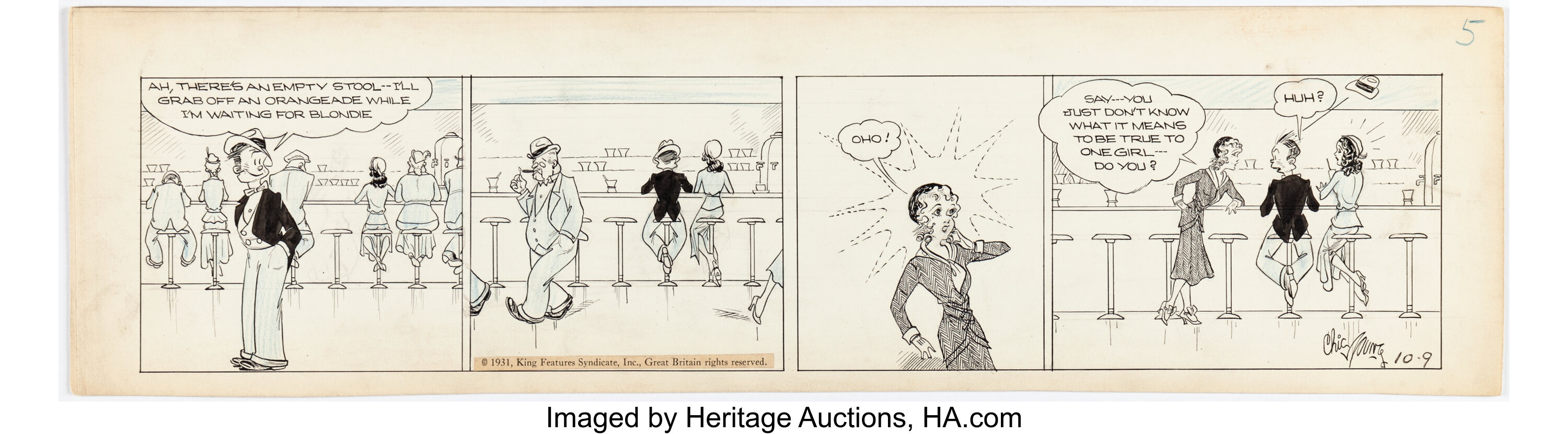 Chic Young Blondie Daily Comic Strip Original Art dated 10-9-31 | Lot ...
