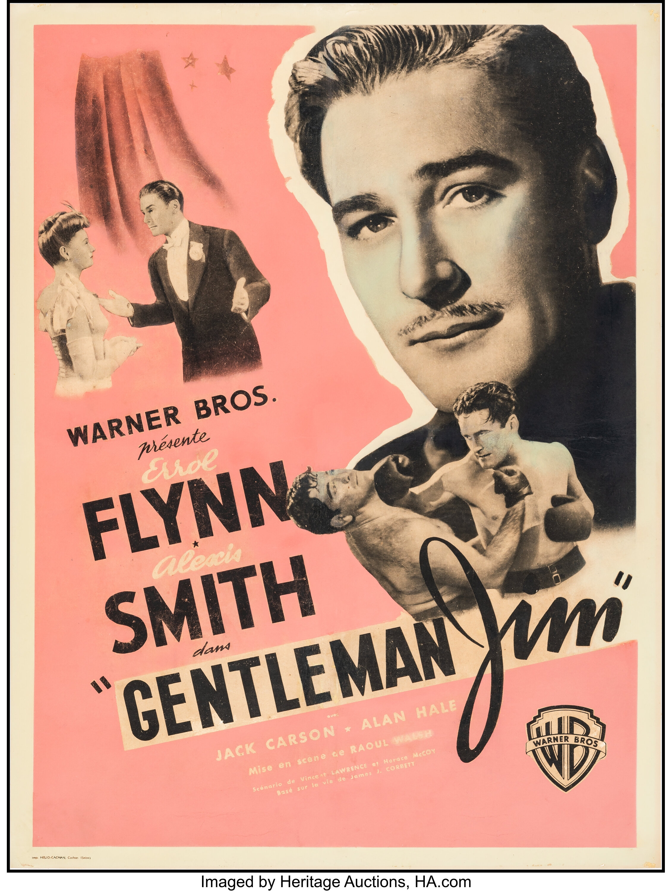 Gentleman Jim (Warner Bros., 1940s). Fine on Linen. First Post-War ...
