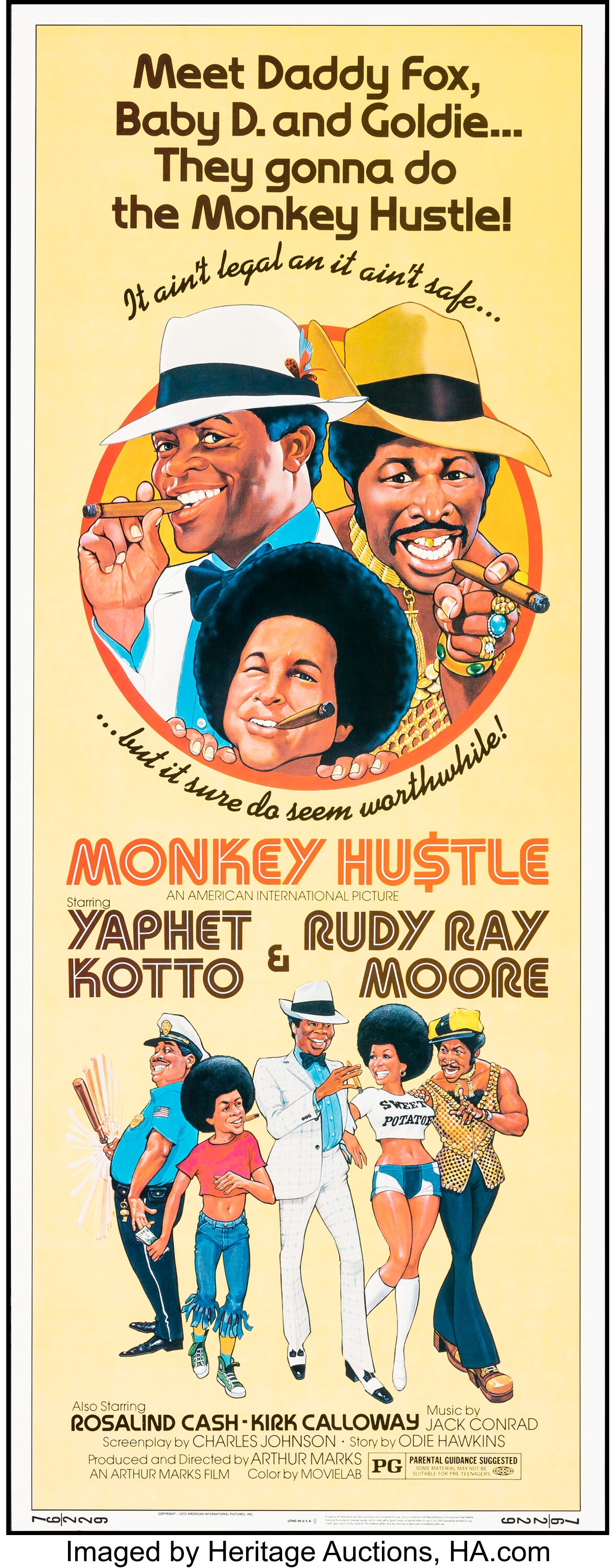 Monkey Hustle (American International, 1976). Rolled, Near Mint. | Lot ...