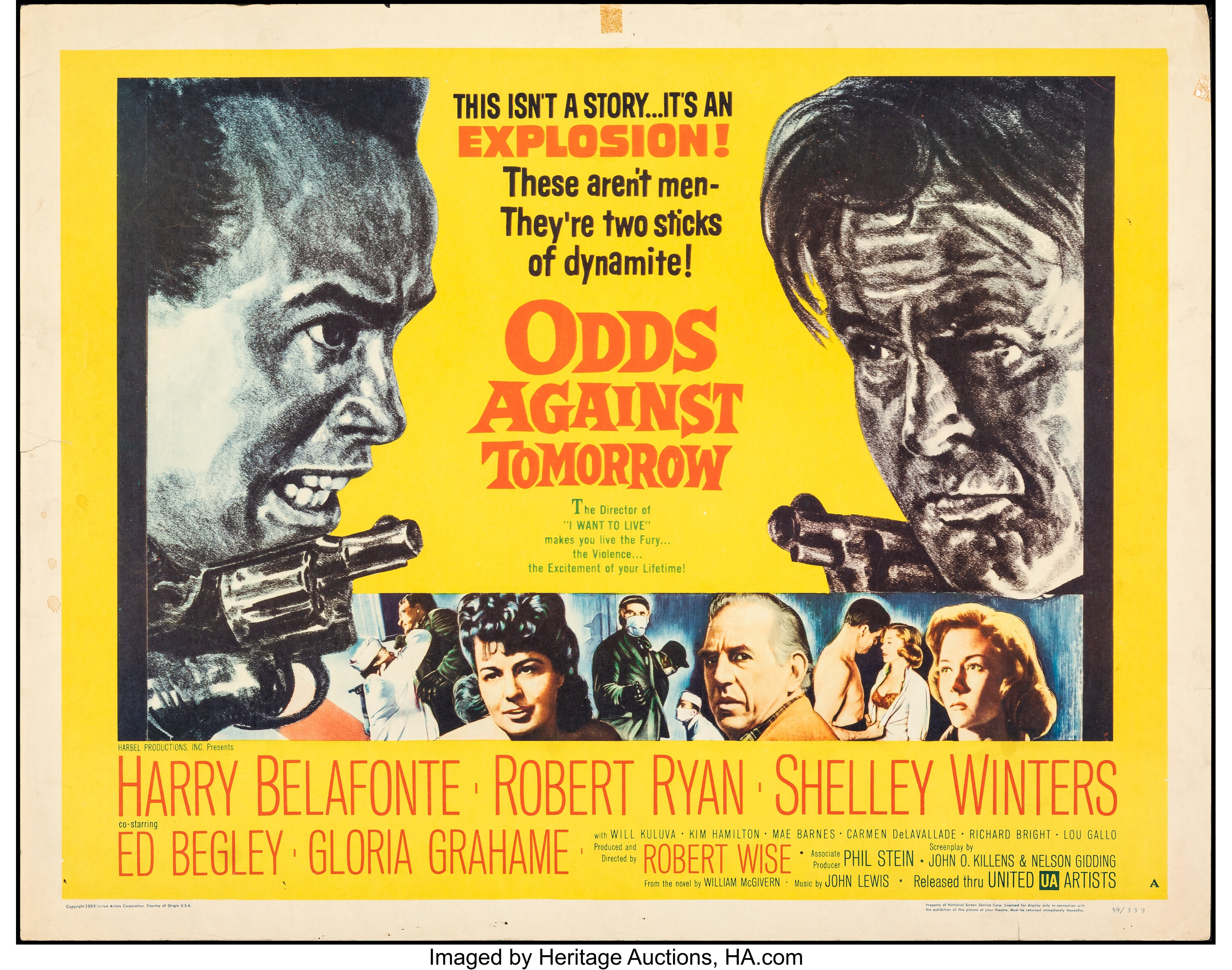 Odds Against Tomorrow (United Artists, 1959). Rolled, Fine/Very | Lot ...