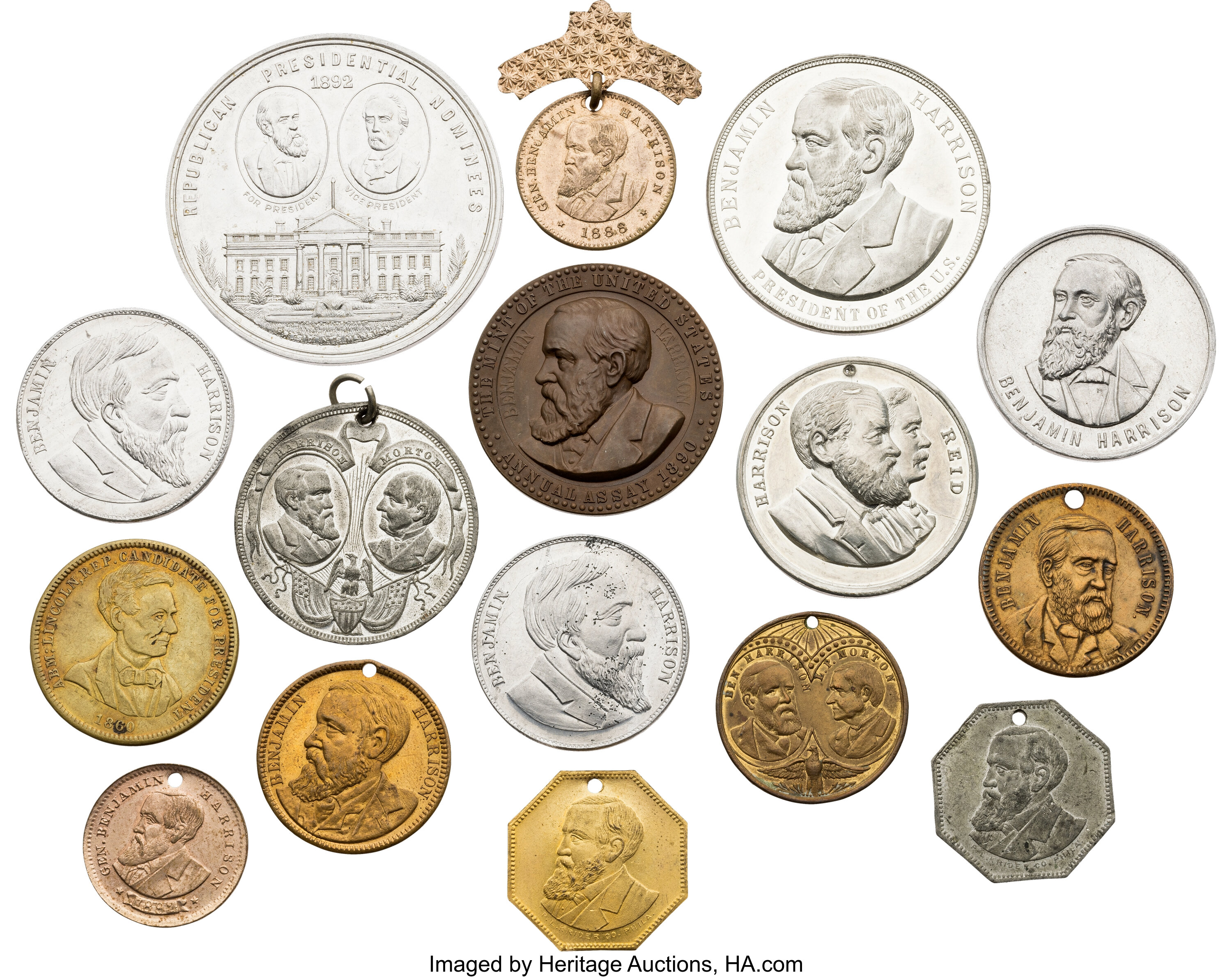 Benjamin Harrison: Large Assortment of Fifteen Medals Plus | Lot #43398 ...