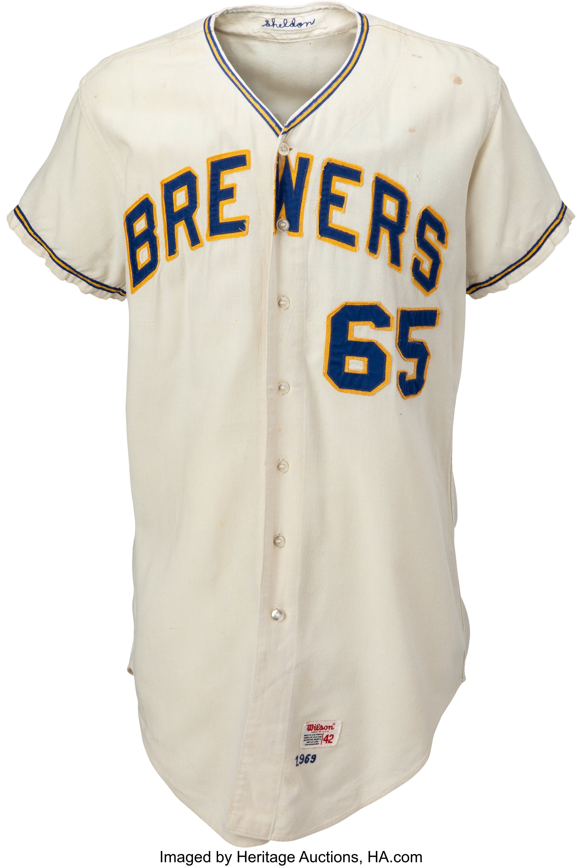 1969 Greg Goossen Game Worn Seattle Pilots Jersey from The Tom | Lot ...
