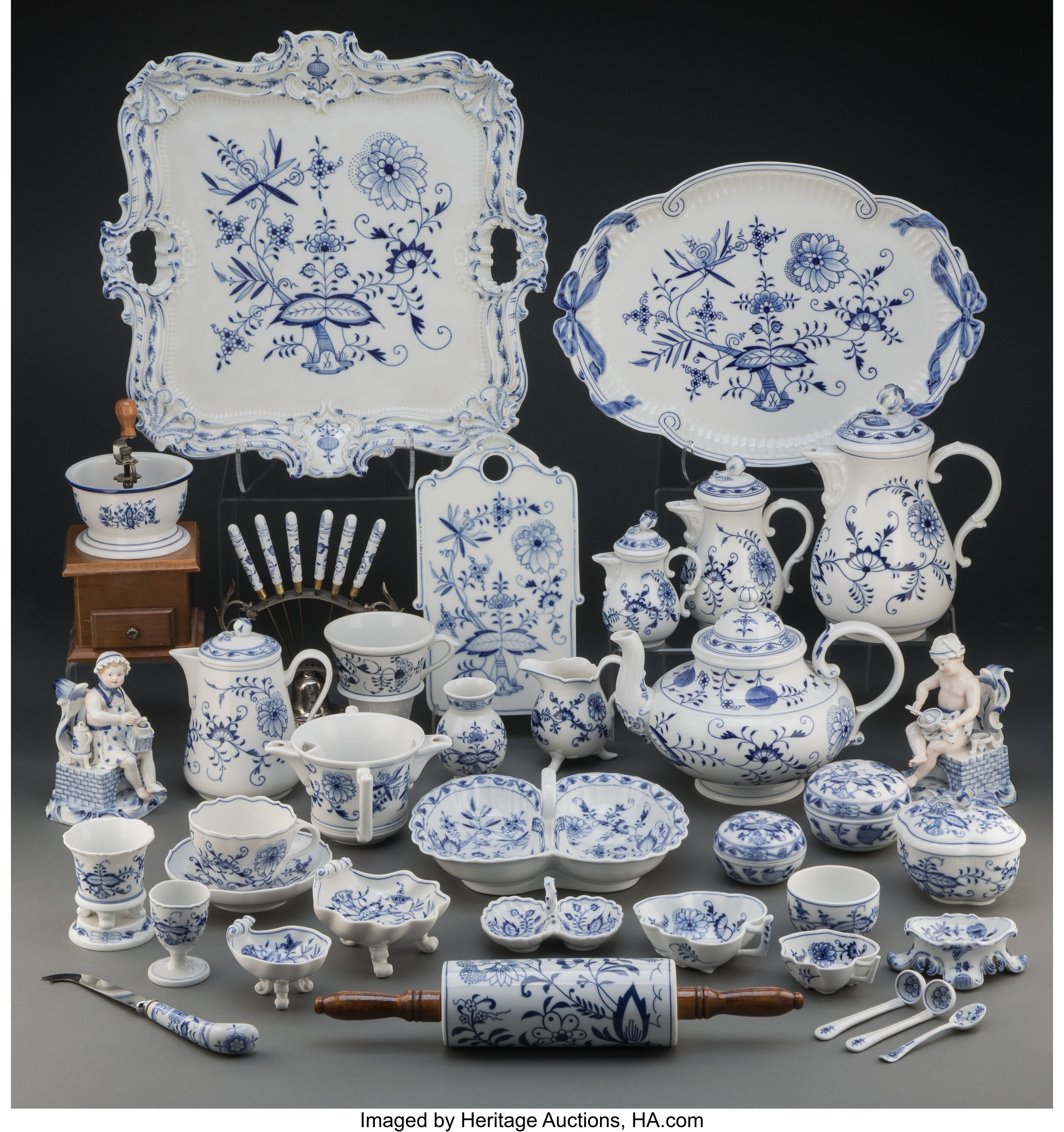 A Fifty-Seven-Piece Meissen Blue Onion Pattern Porcelain Tea | Lot ...