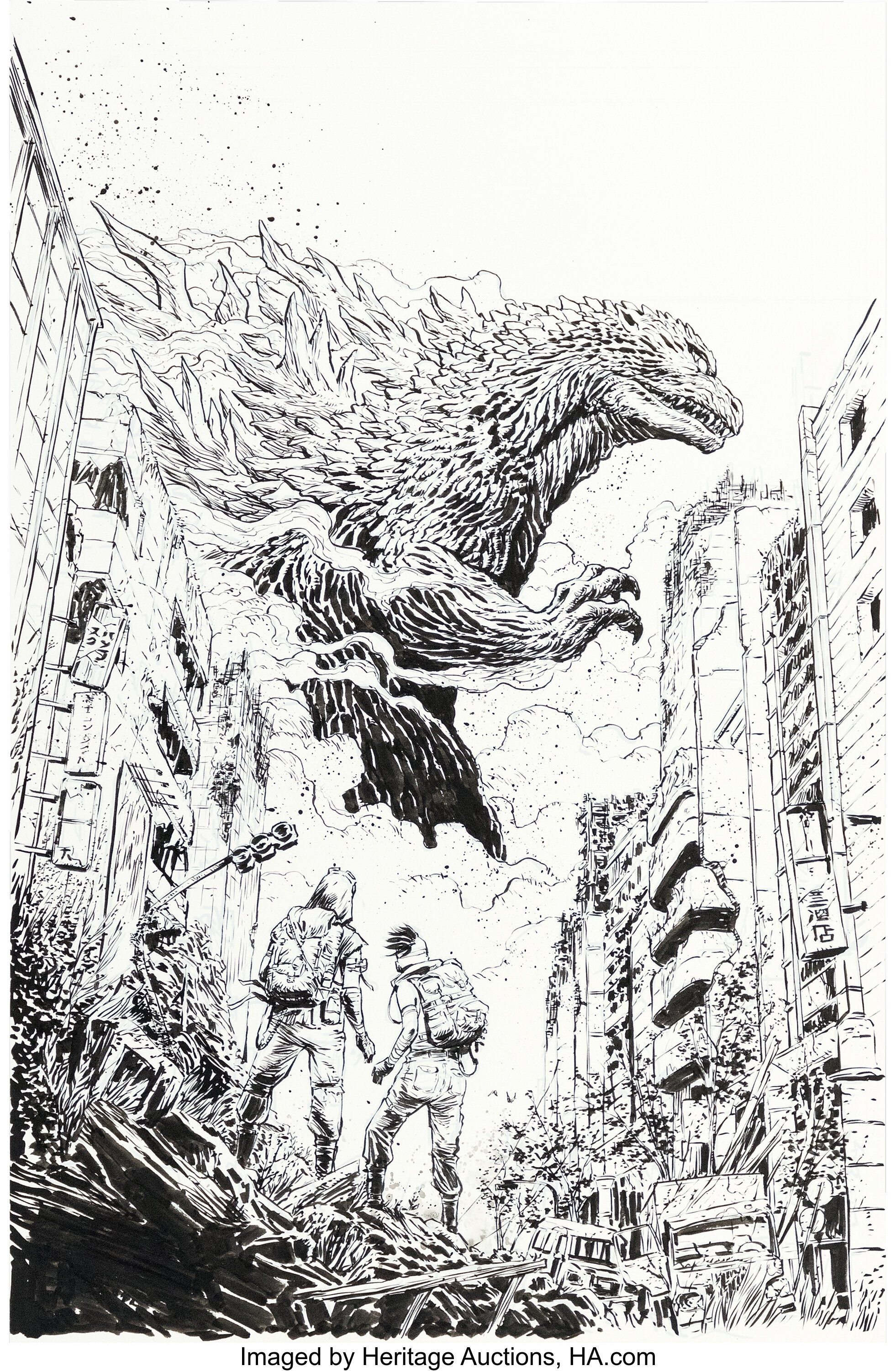 Dave Wachter Godzilla: Cataclysm #1 Cover Original Art (IDW | Lot ...