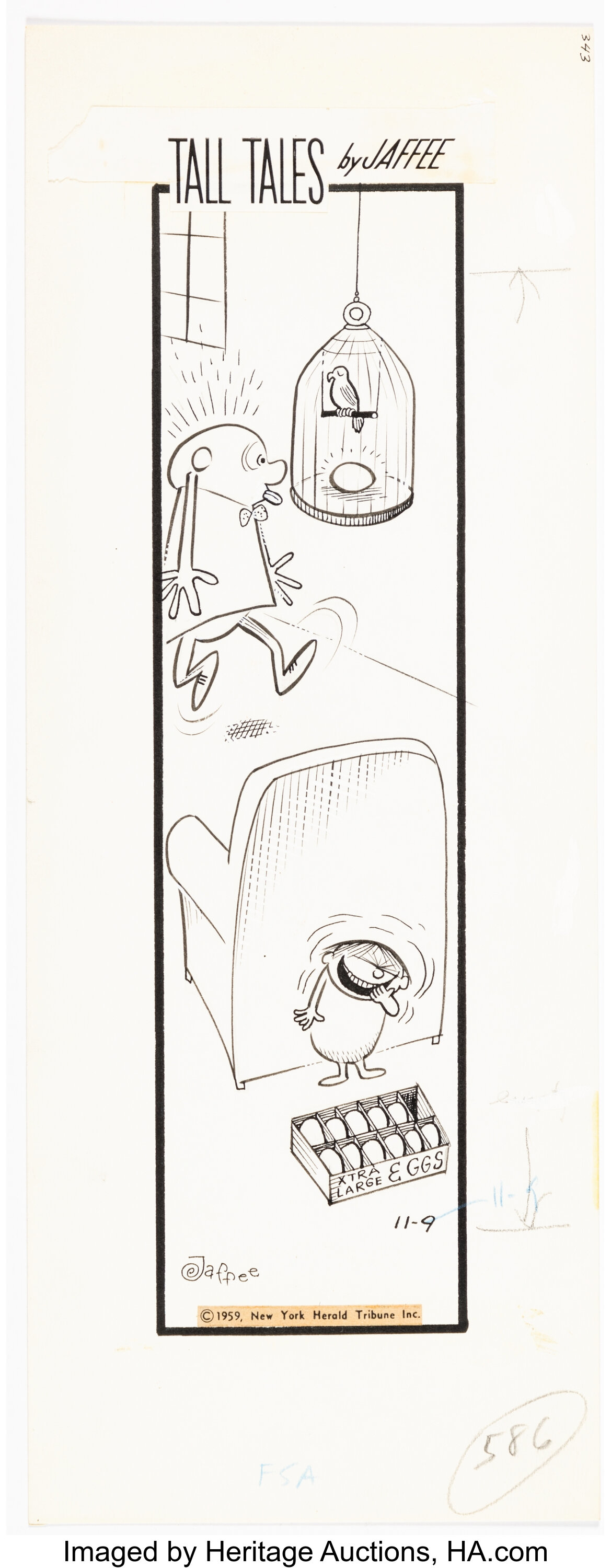 Al Jaffee Tall Tales Daily Comic Strip Original Art dated 11-9-59 | Lot ...