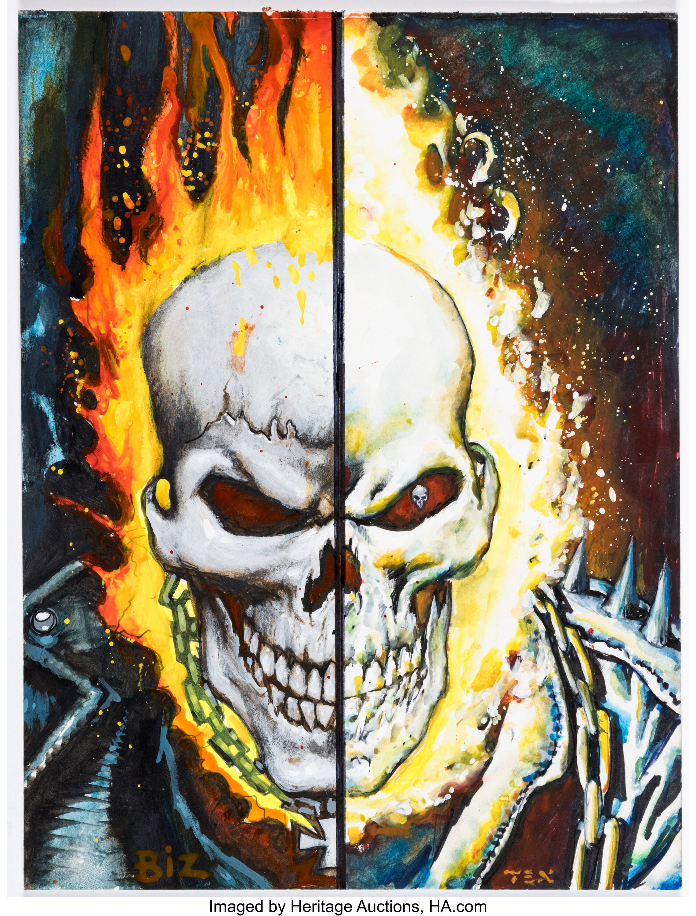 Simon Bisley and Mark Texiera - Ghost Rider Jam Illustration | Lot ...