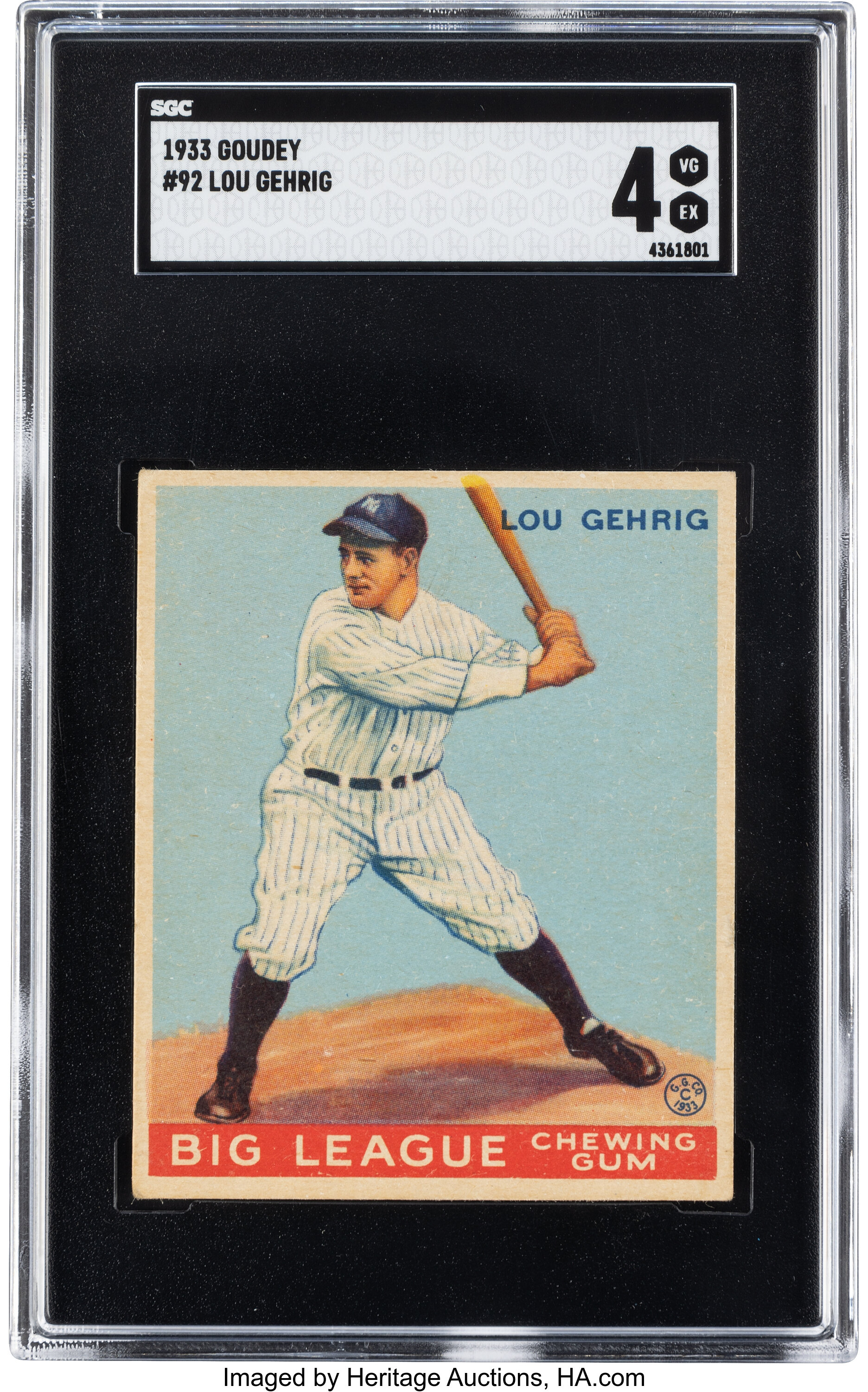 1933 Goudey Lou Gehrig #92 SGC VG-EX 4.... Baseball Cards Singles | Lot ...