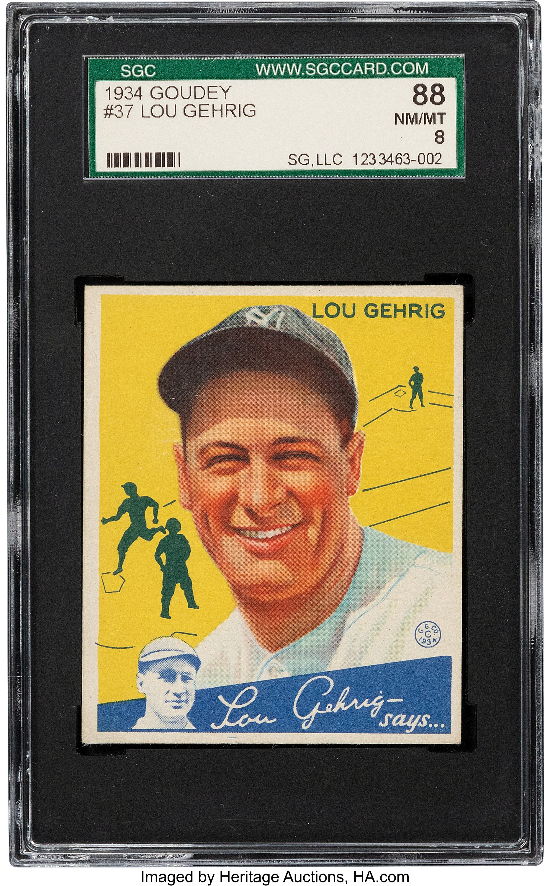 1934 Goudey Lou Gehrig #37 SGC 88 NM/MT 8.... Baseball Cards | Lot ...