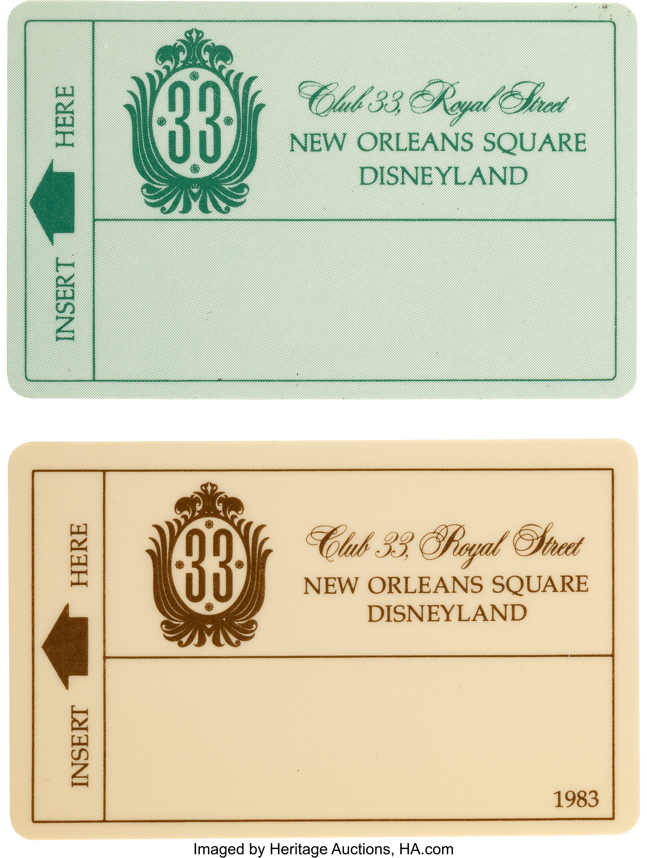 Disneyland - Club 33 Unused Membership Card Group of 2 (Walt | Lot ...