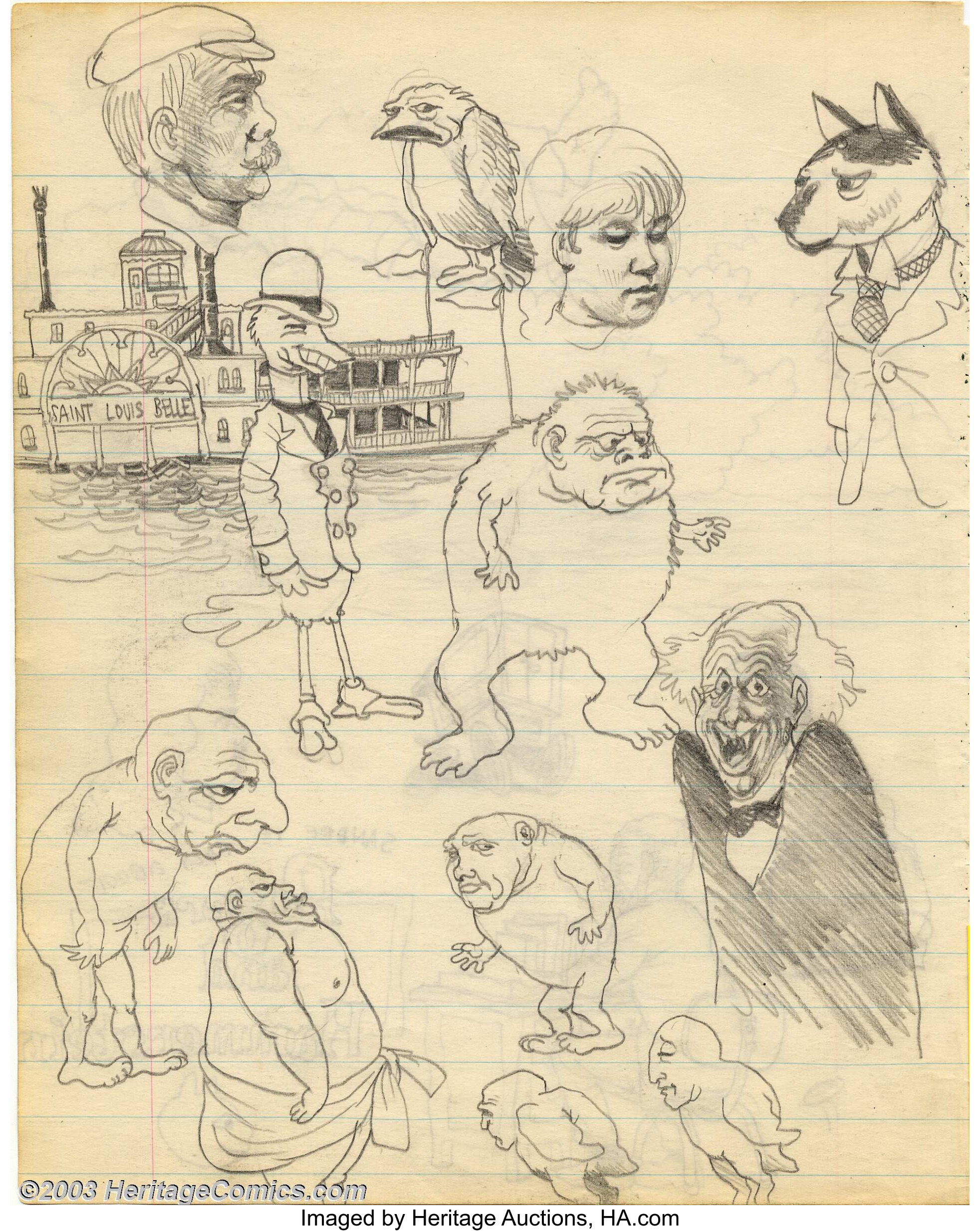 Robert Crumb Original Sketchbook Illustrations Undated Early Lot