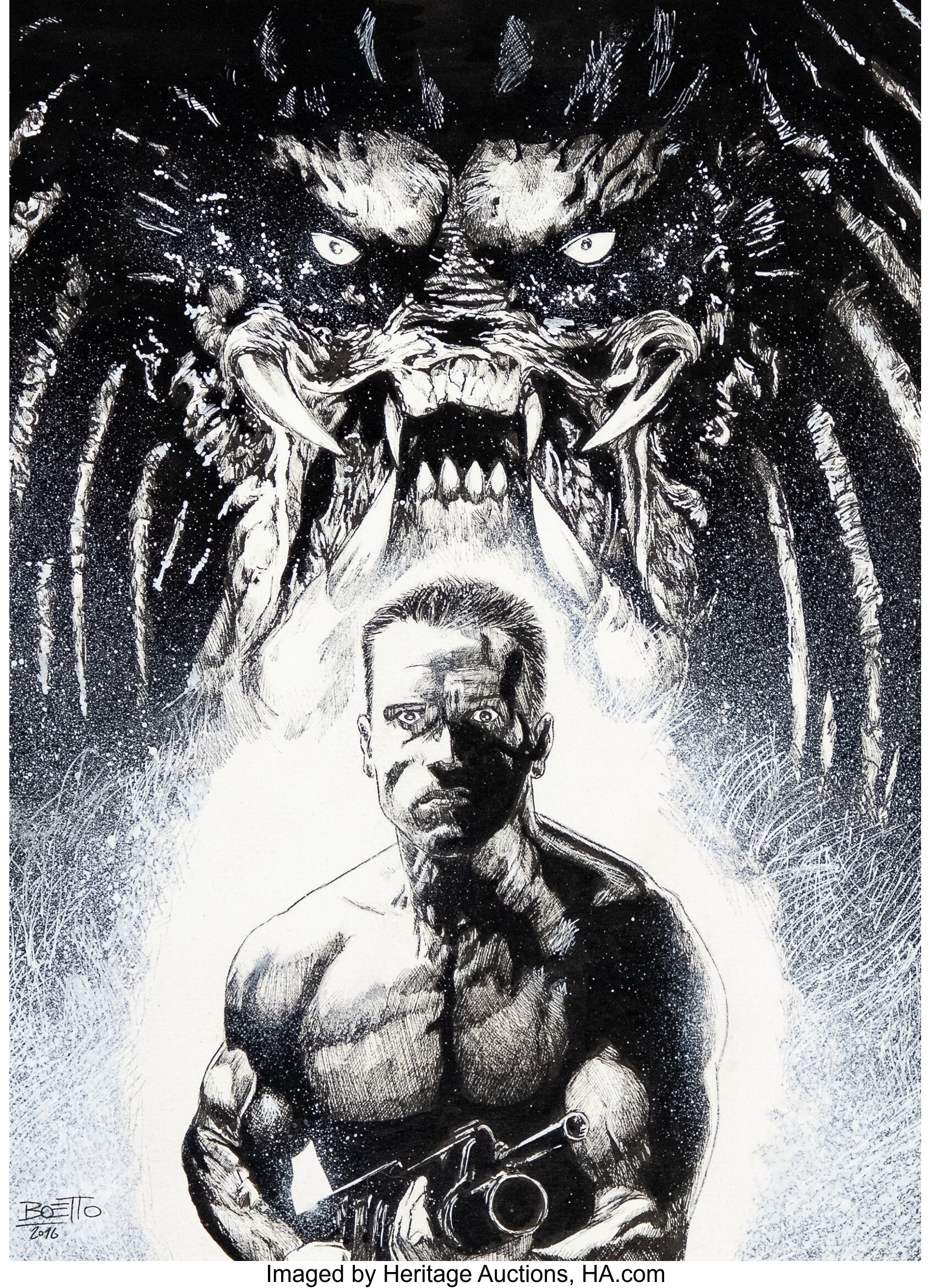 Guillaume Boetti Predator, Arnold Schwarzenegger Illustration | Lot ...