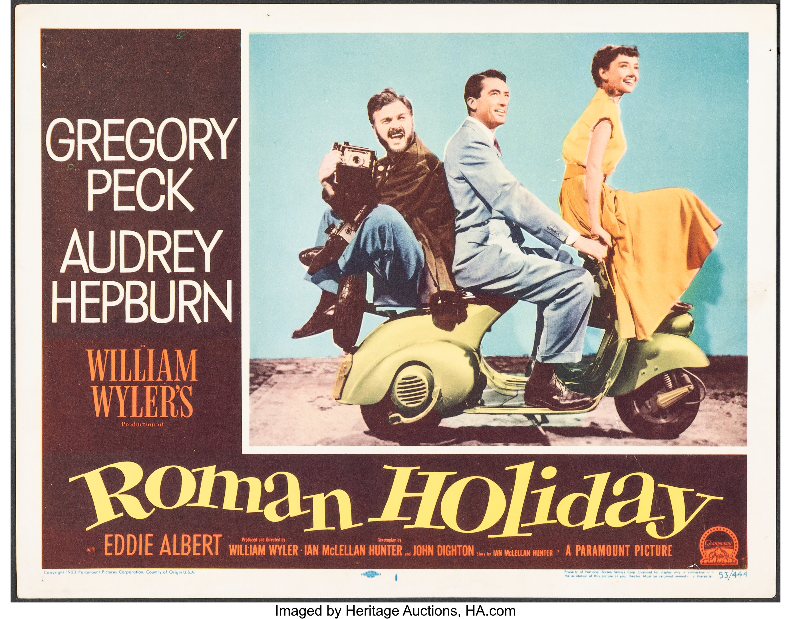 Roman Holiday (Paramount, 1953). Very Fine/Near Mint. Lobby Card | Lot ...