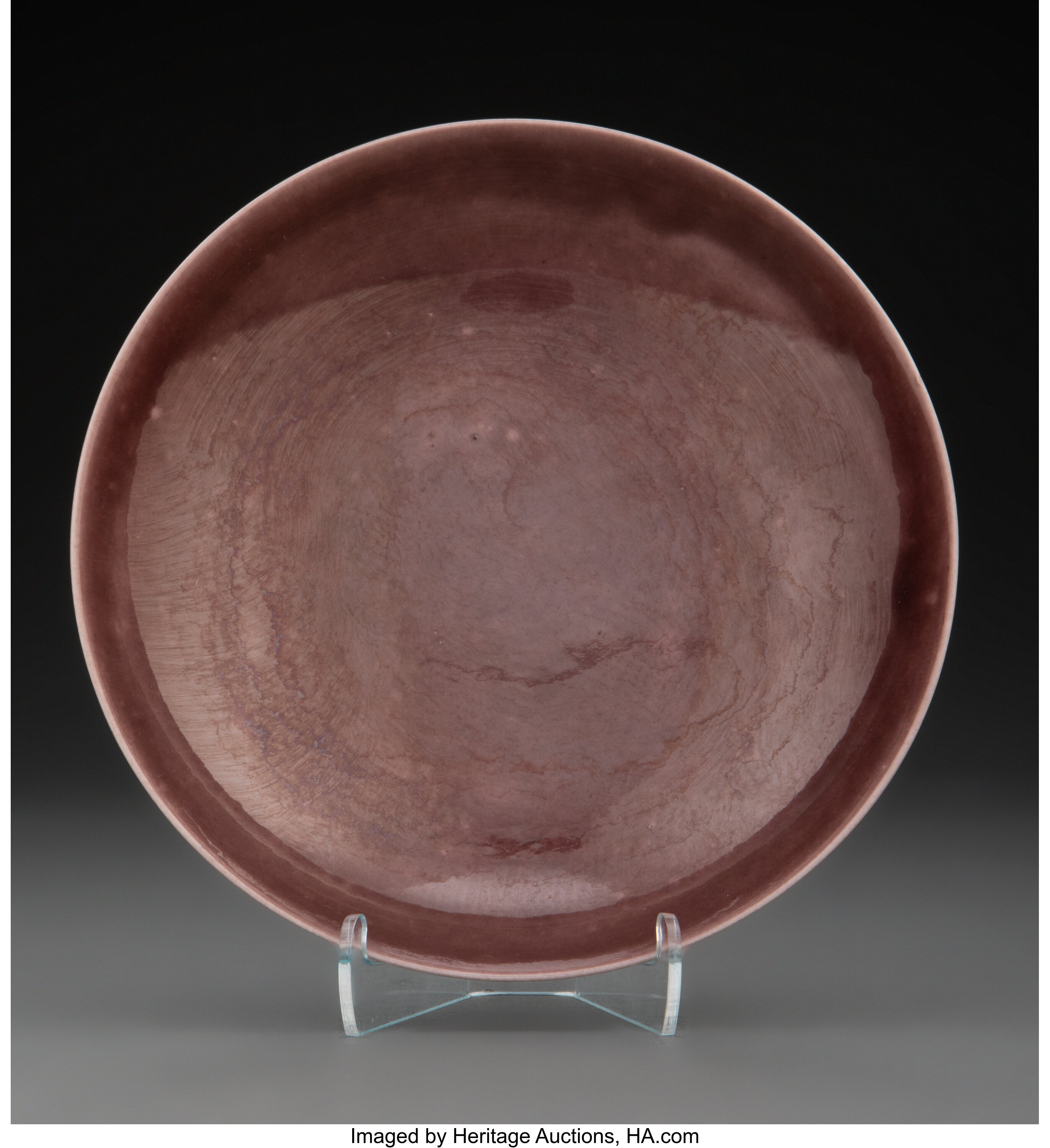 A Chinese Purple Glazed Incised Porcelain Dish. Marks: | Lot #78028 ...