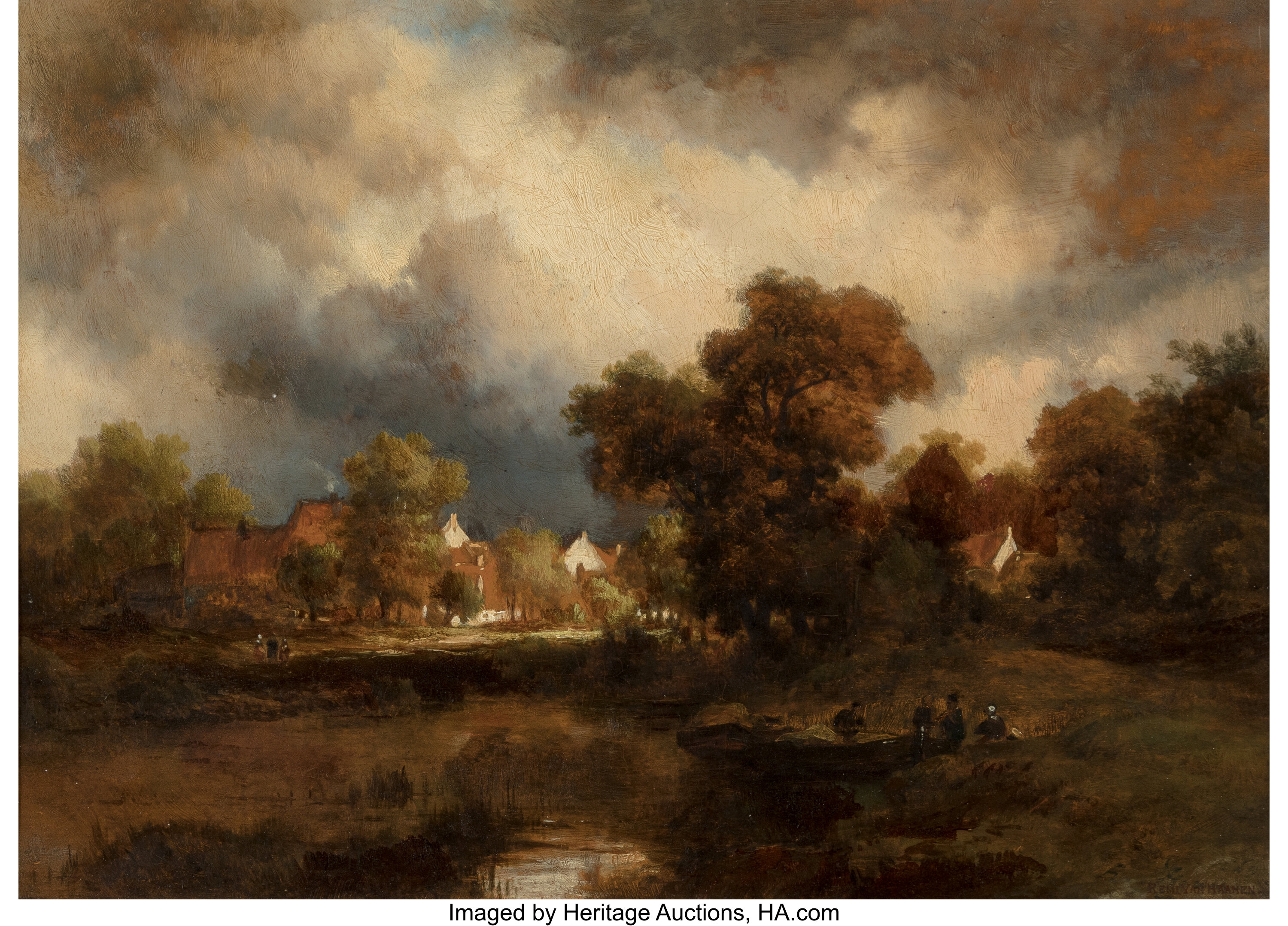 Remigius Adrianus Haanen (Dutch, 1812-1894). Landscape with figures ...