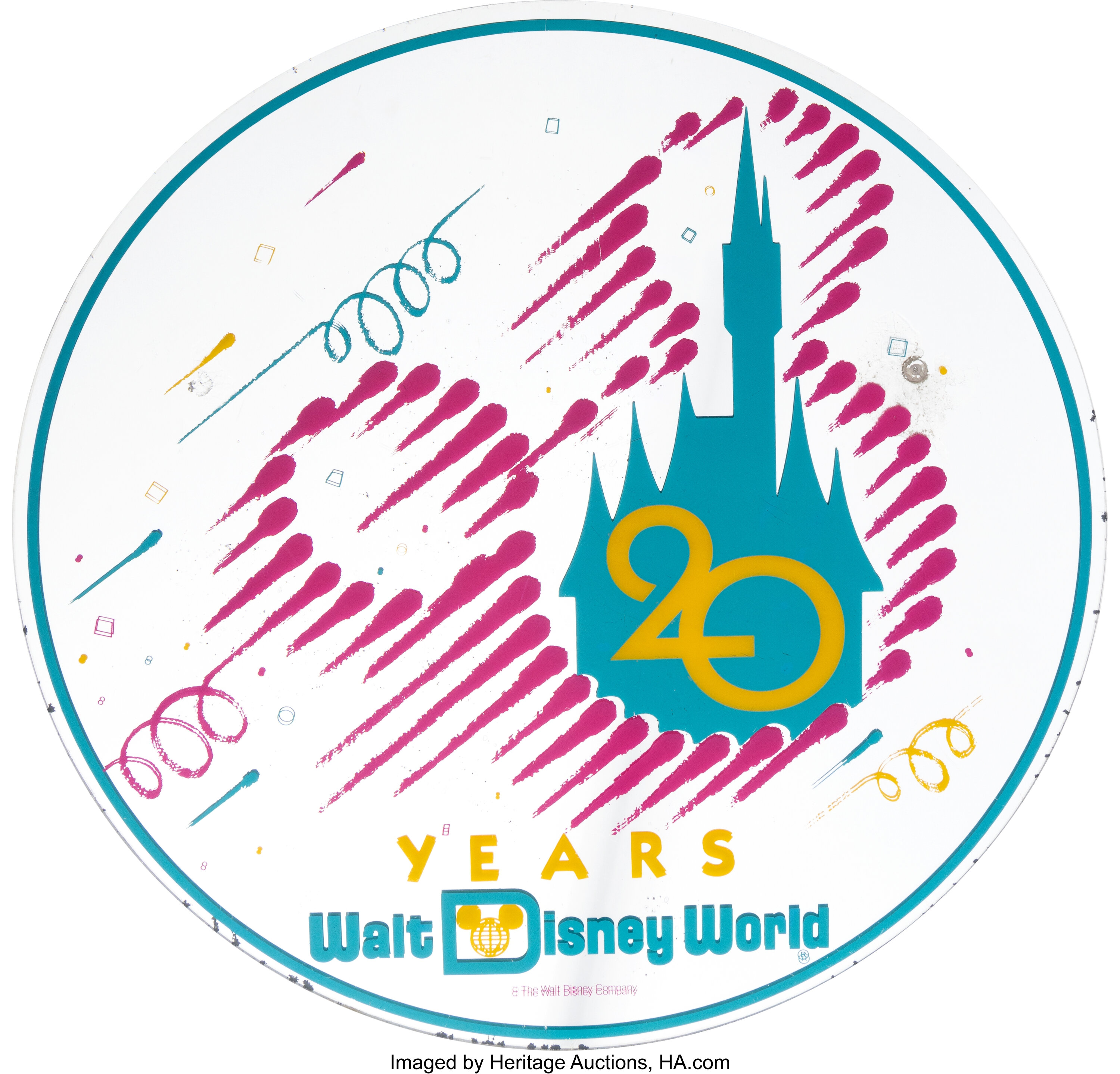 Walt Disney World - 20th Anniversary Lamp Post Sign (Walt Disney, | Lot ...