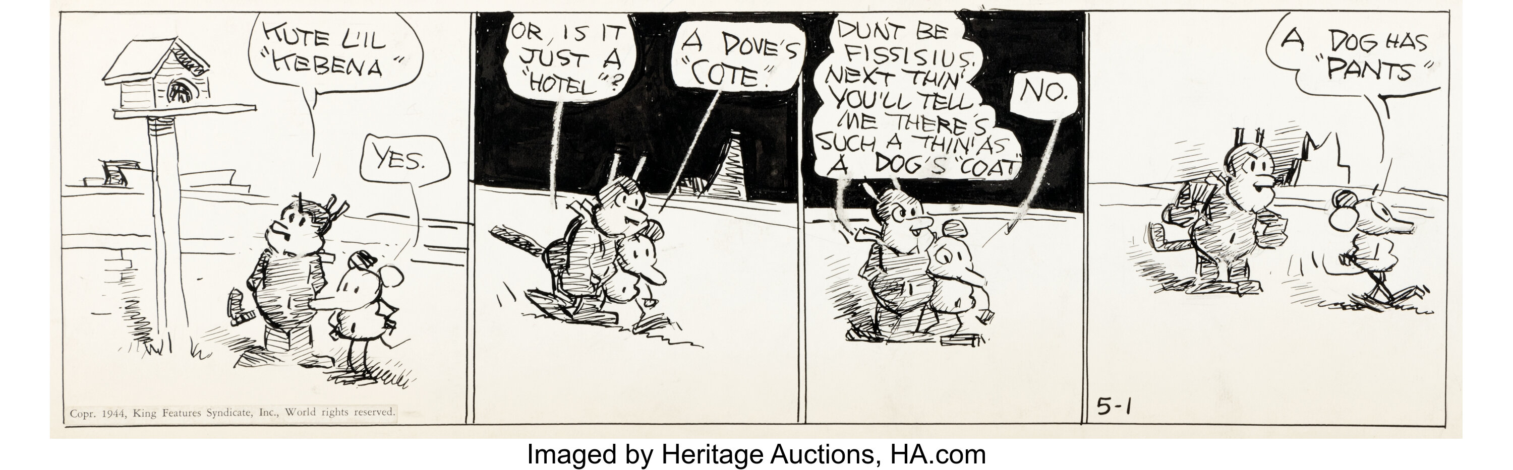 George Herriman Krazy Kat Daily Comic Strip Original Art dated | Lot ...