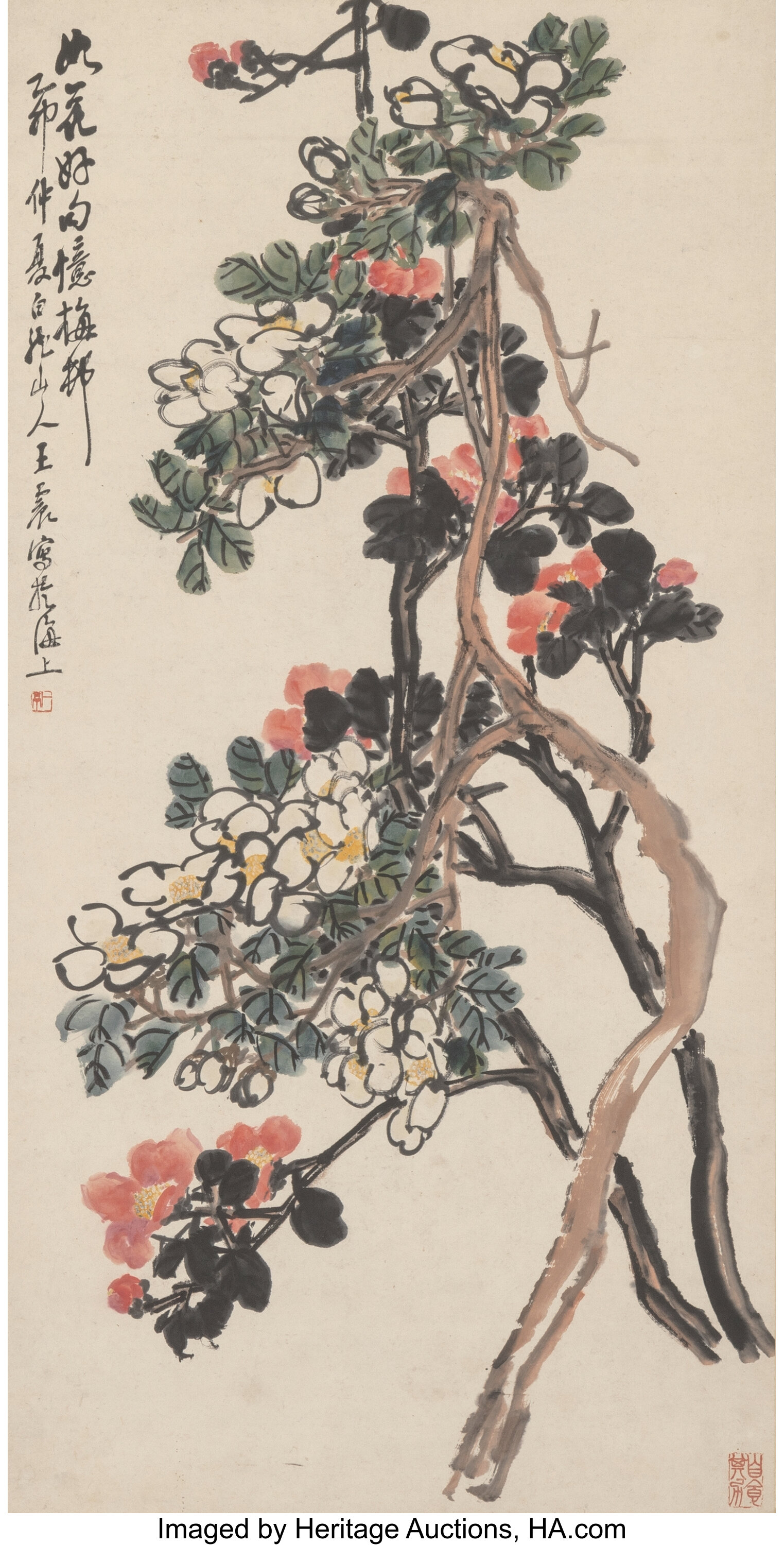 Wang Zhen (Chinese, 1867-1938). Flowers, 1915. Ink and color on | Lot ...