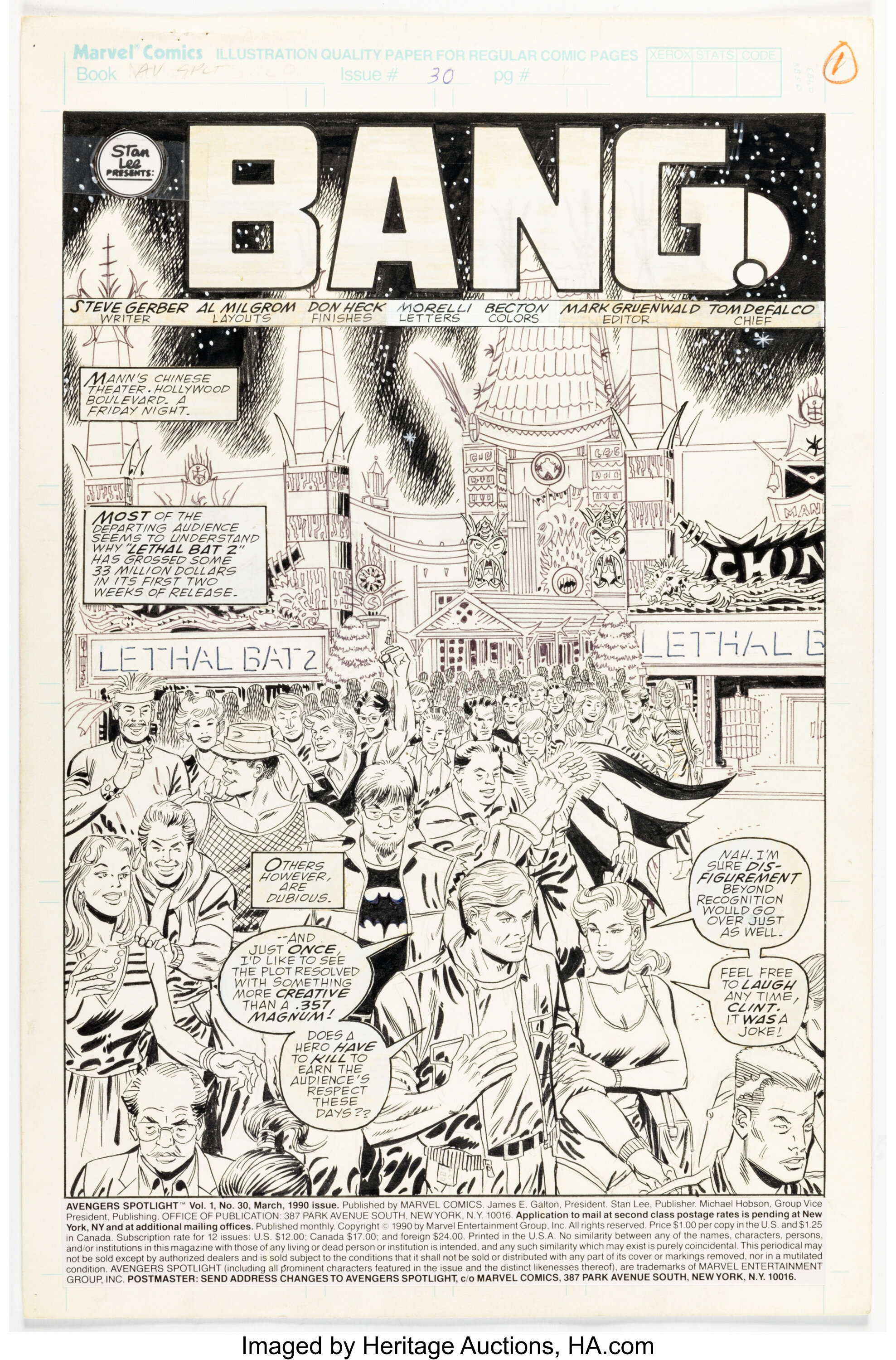 Al Milgrom and Don Heck Avengers Spotlight #30 Splash Page 1 | Lot ...