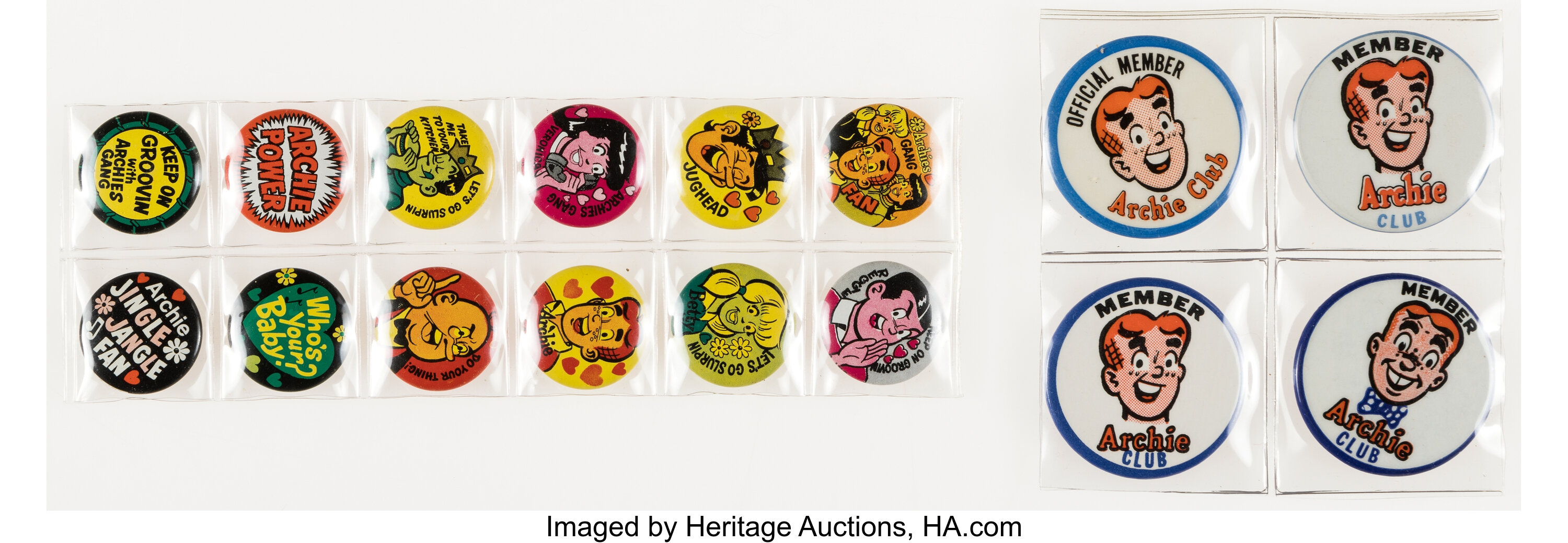 Archie Vintage Pinback Buttons Group of 16 (A.C.P. Inc., 1970 ...