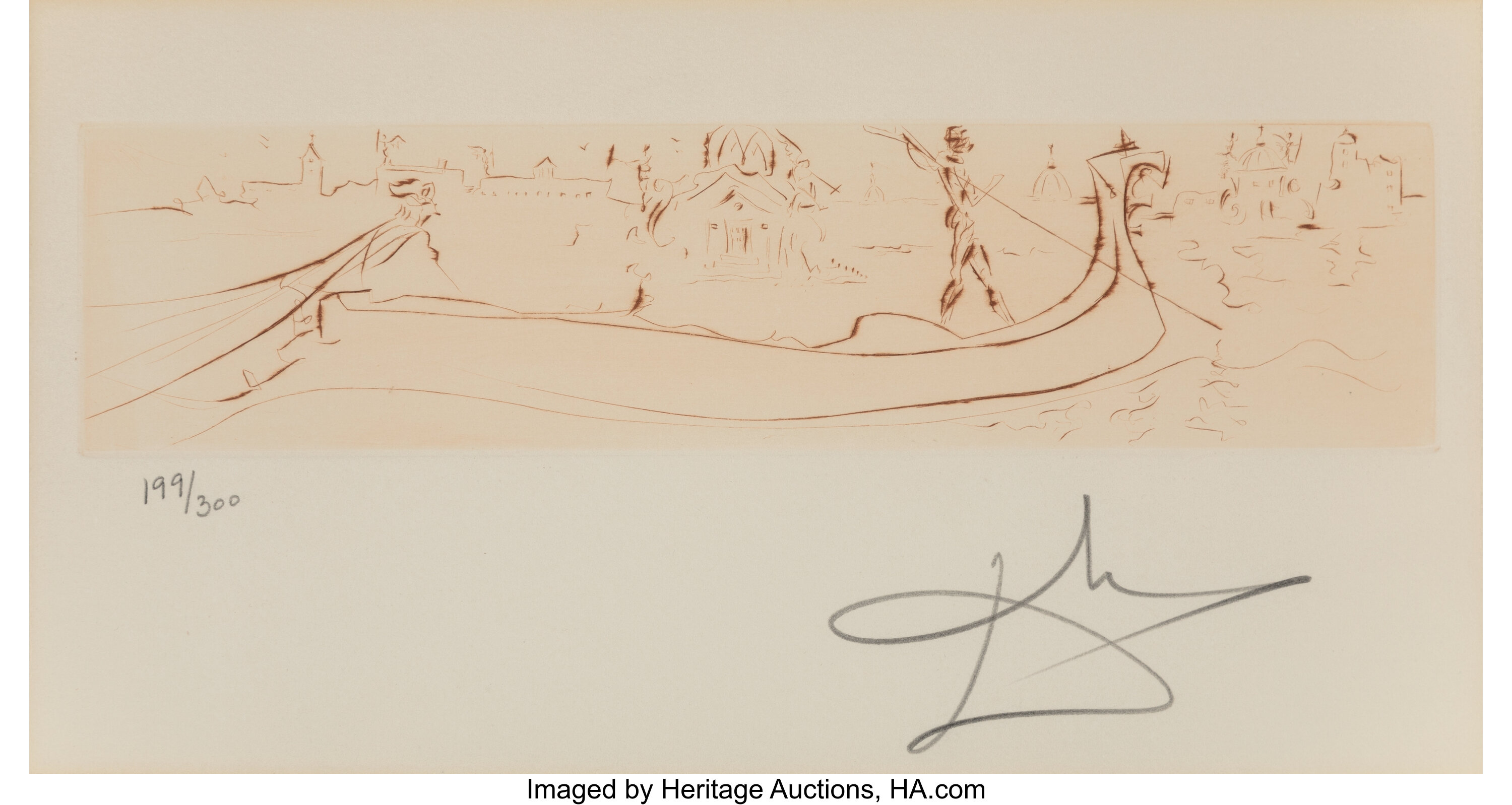 Salvador Dali (1904-1989). Vision of Venice, 1976. Etching in sepia ...