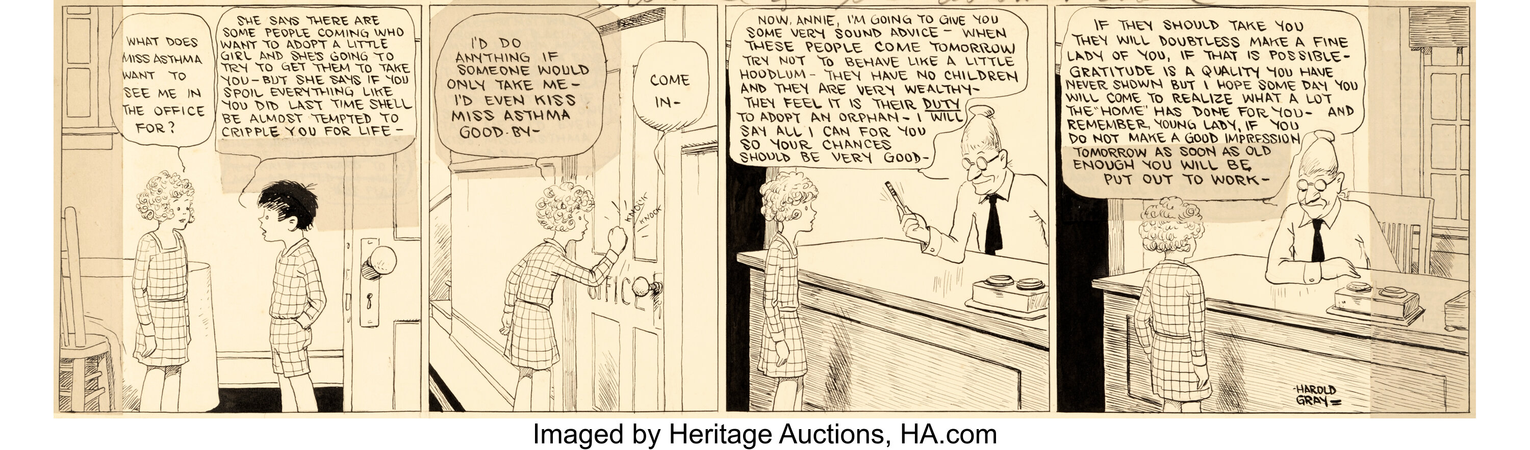 Harold Gray Little Orphan Annie #8 Daily Comic Strip Original Art | Lot ...