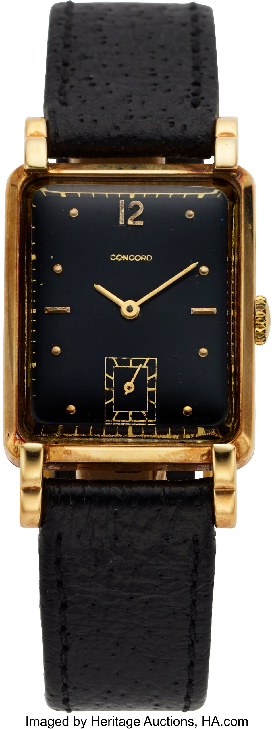 Concord Rectangular Watch, 14k Yellow Gold Circa 1950's. ... | Lot ...