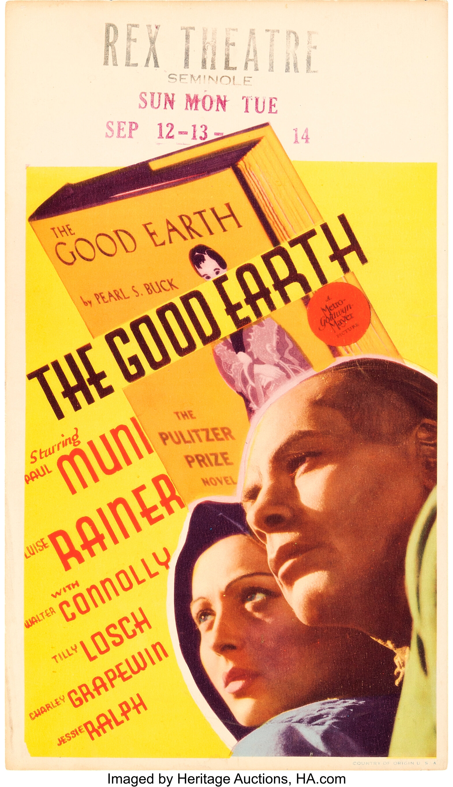 The Good Earth (MGM, 1937). Very Fine. Midget Window Card (8" X | Lot ...