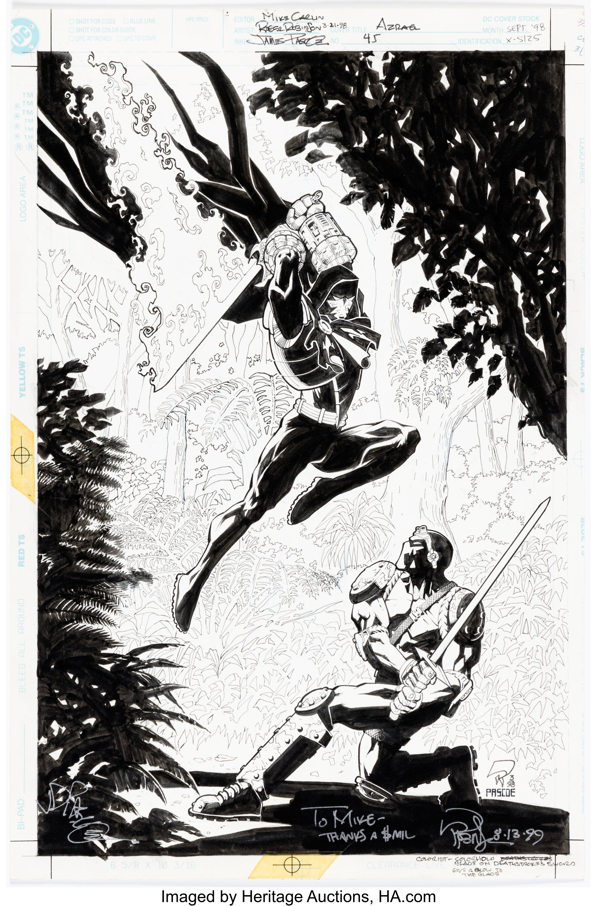 Roger Robinson and James Pascoe Azrael #45 Cover Original Art (DC ...