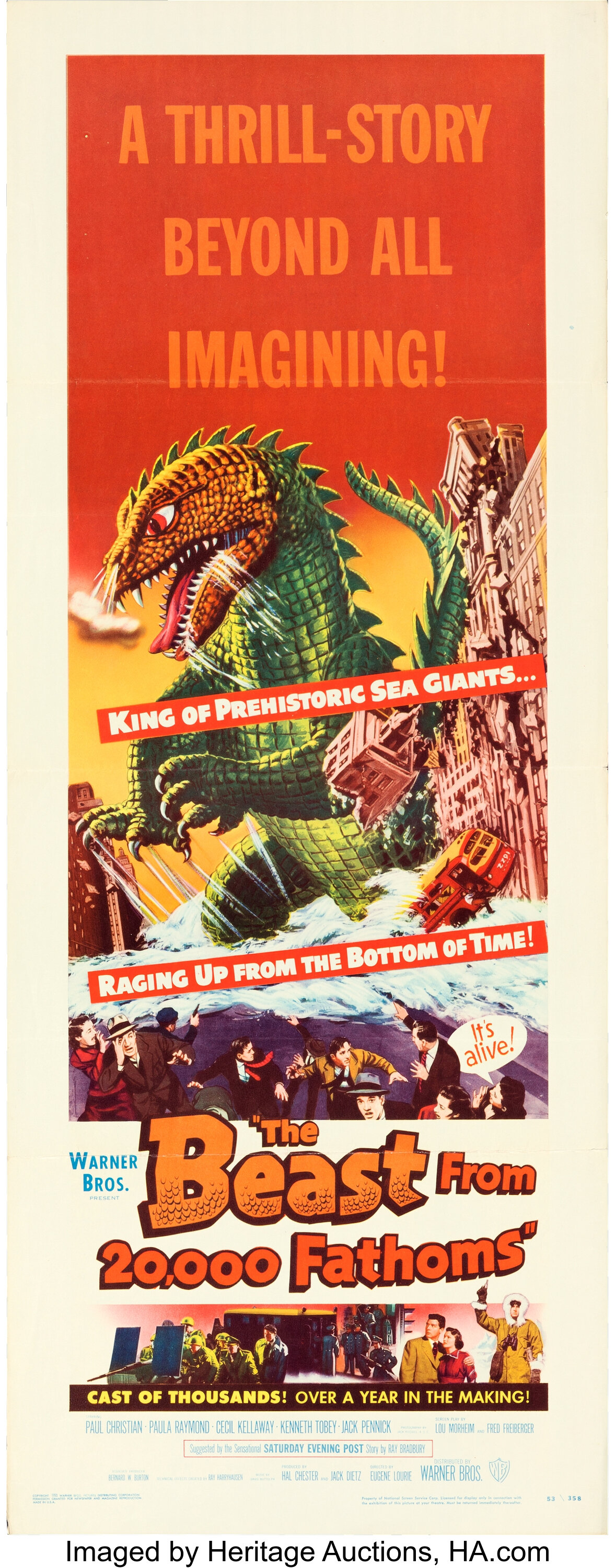The Beast from 20,000 Fathoms (Warner Bros., 1953). Folded, Very ...