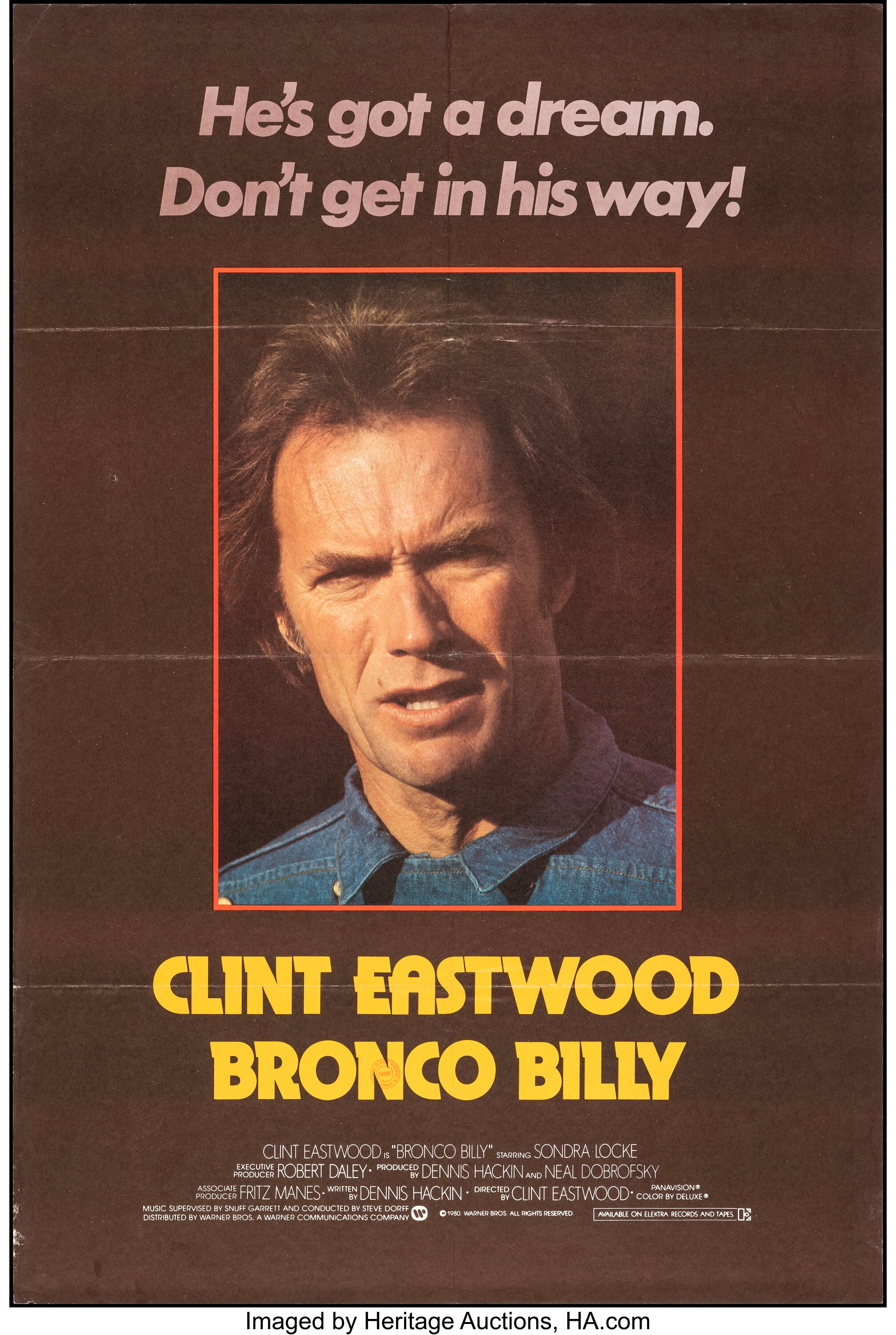 Bronco Billy (Warner Bros., 1980). Folded, Very Fine-. British One ...