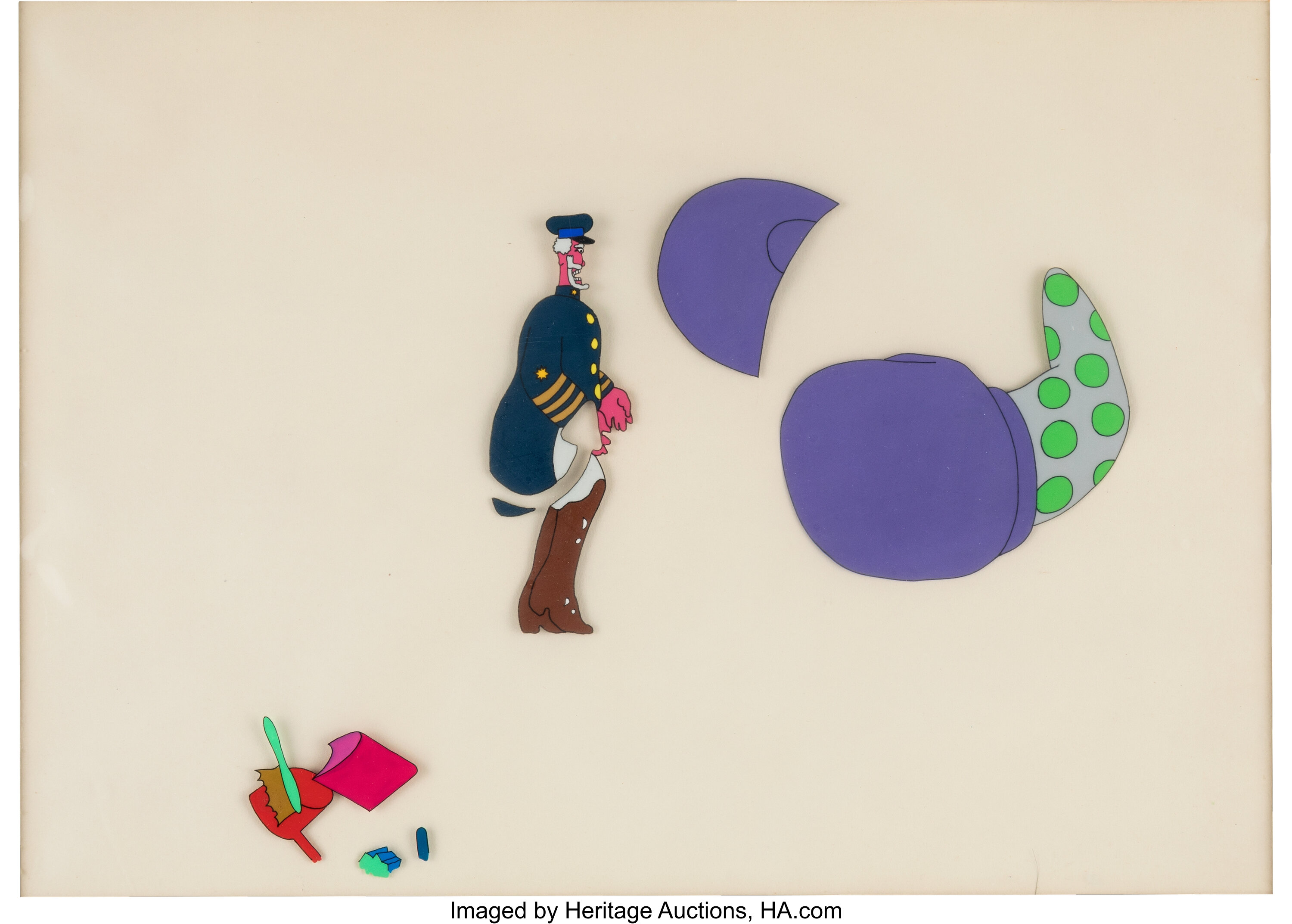 Yellow Submarine Old Fred, Boxing Gloves, and Brush Production Cel ...