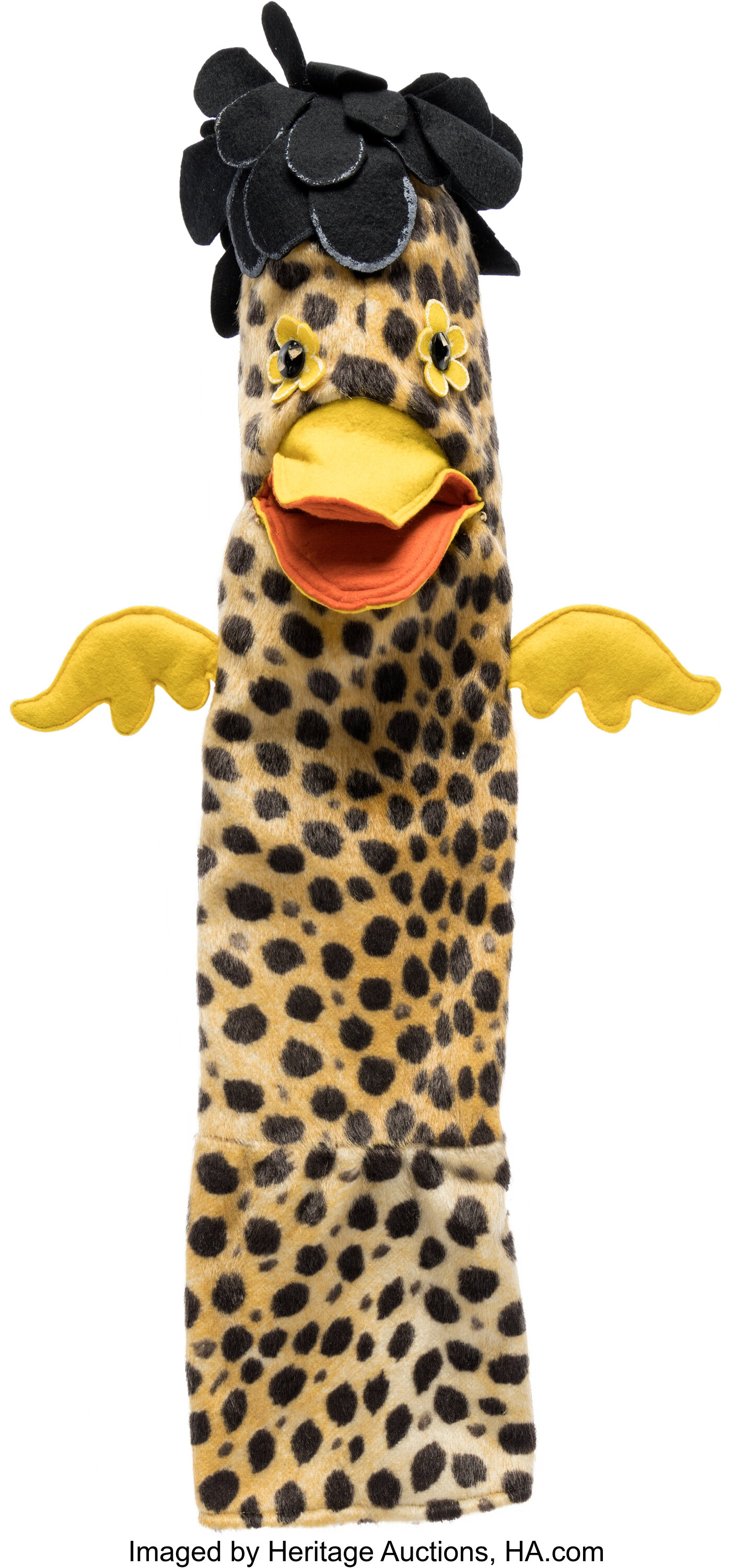 Yellow Giraffe Spotted Fur and Felt Bird Hand Puppet from Captain | Lot ...