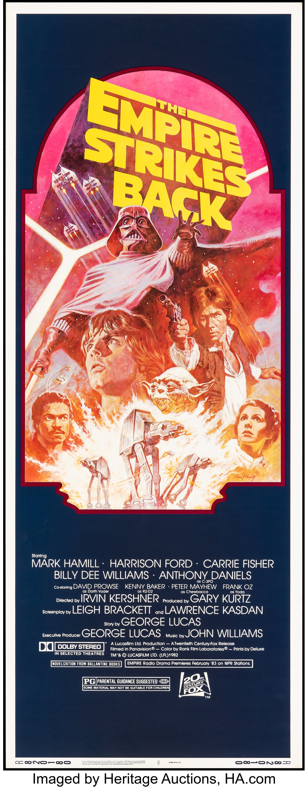 The Empire Strikes Back (20th Century Fox, R-1982). Rolled, Very | Lot ...