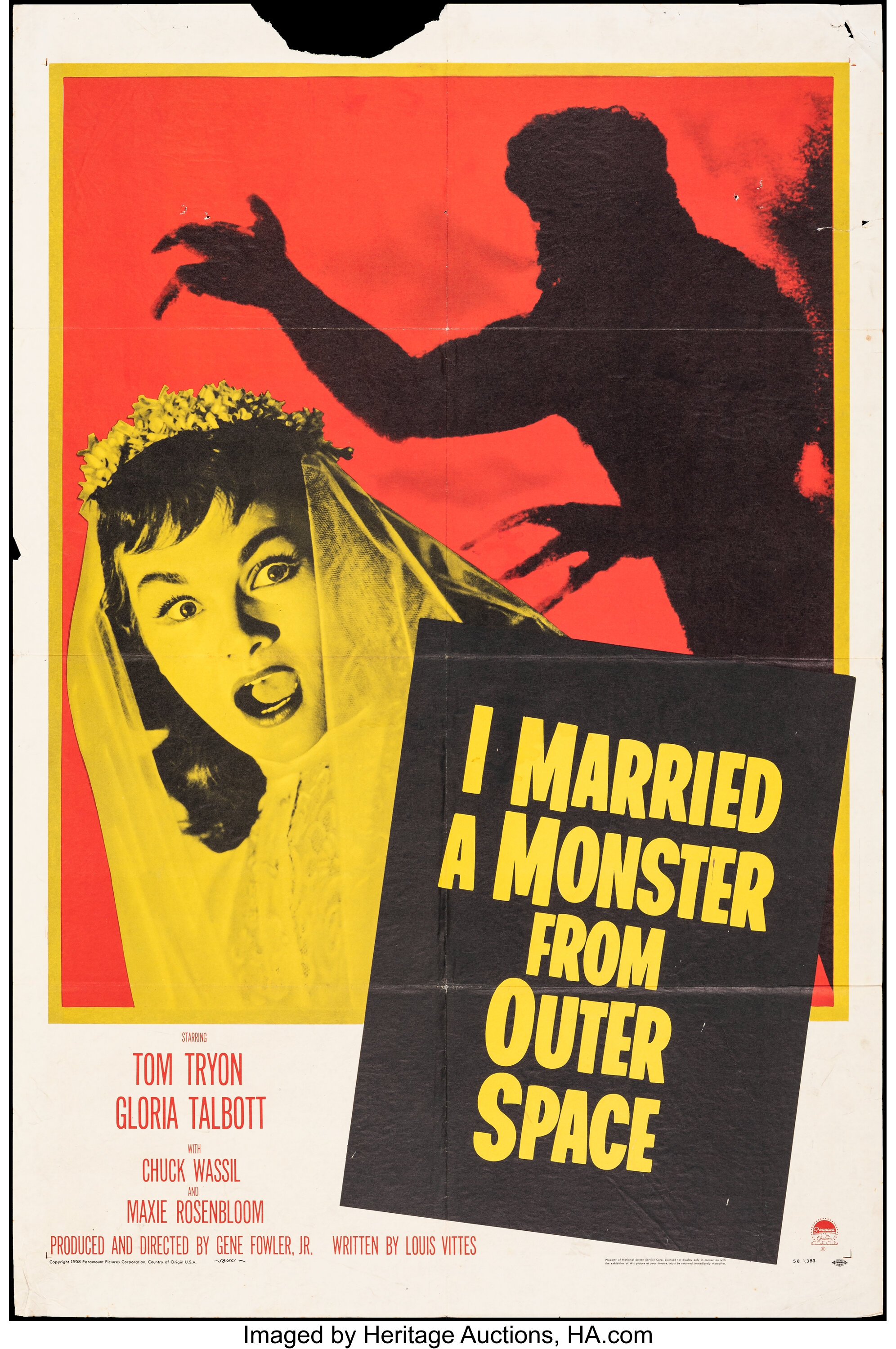 I Married a Monster from Outer Space (Paramount, 1958). Folded, | Lot ...