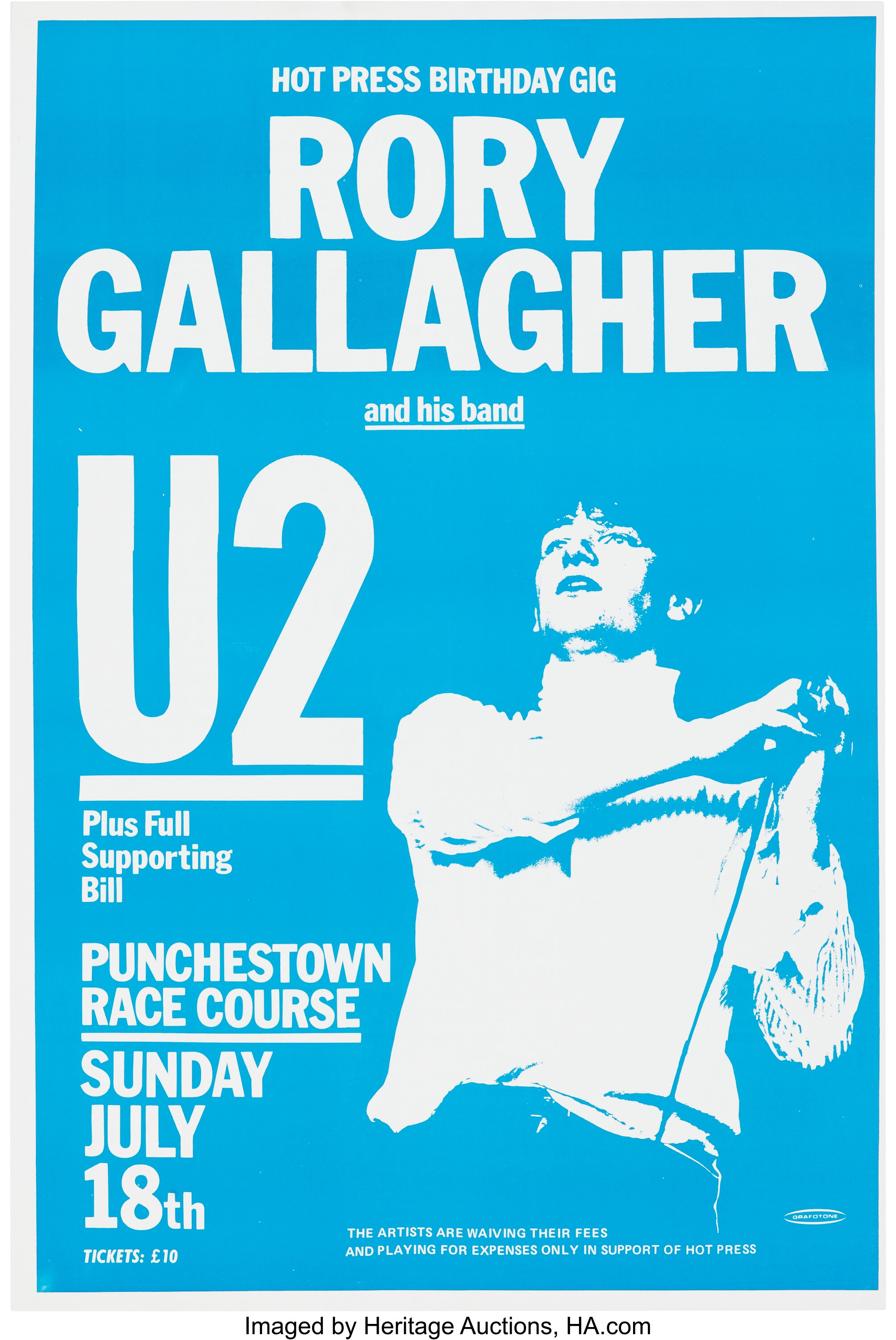 U2, Rory Gallagher 1982 Naas, Ireland Concert Poster.... Music | Lot ...