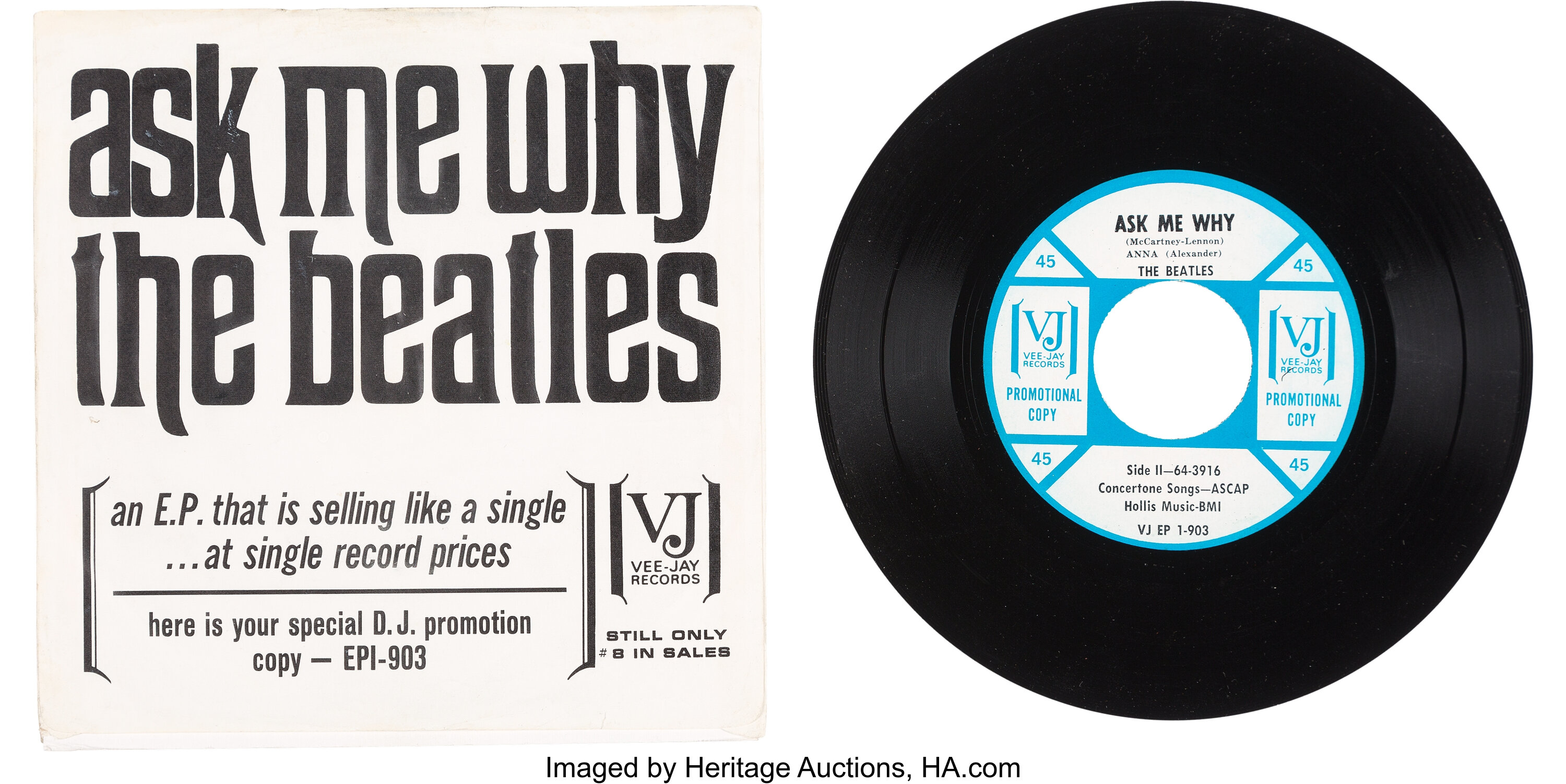 The Beatles Ask Me Why EP DJ Promo Vinyl 7-Inch EP & Promo Picture ...