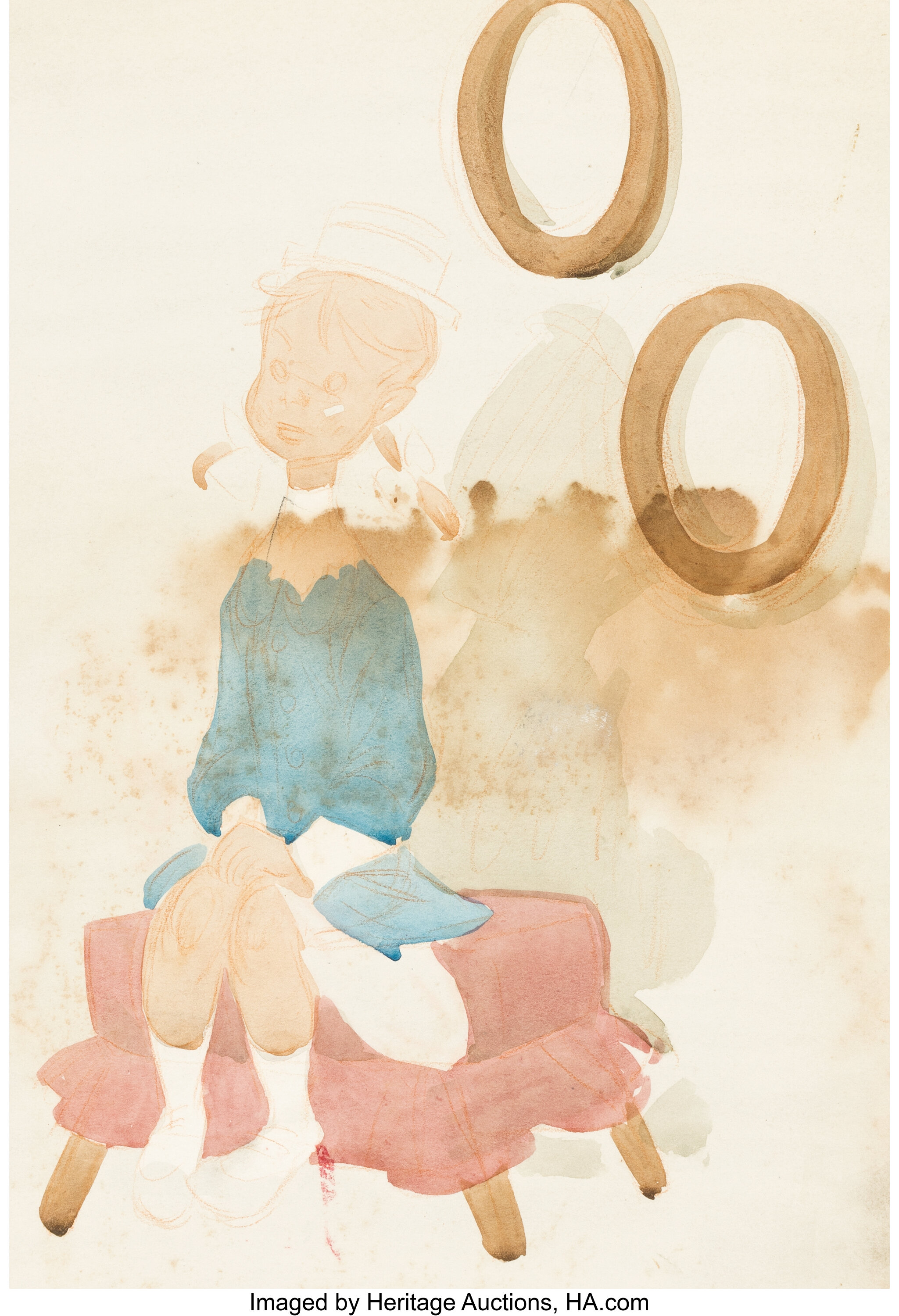 Fred Moore - Original Girl Study Painting (Walt Disney, c. | Lot #18090 ...