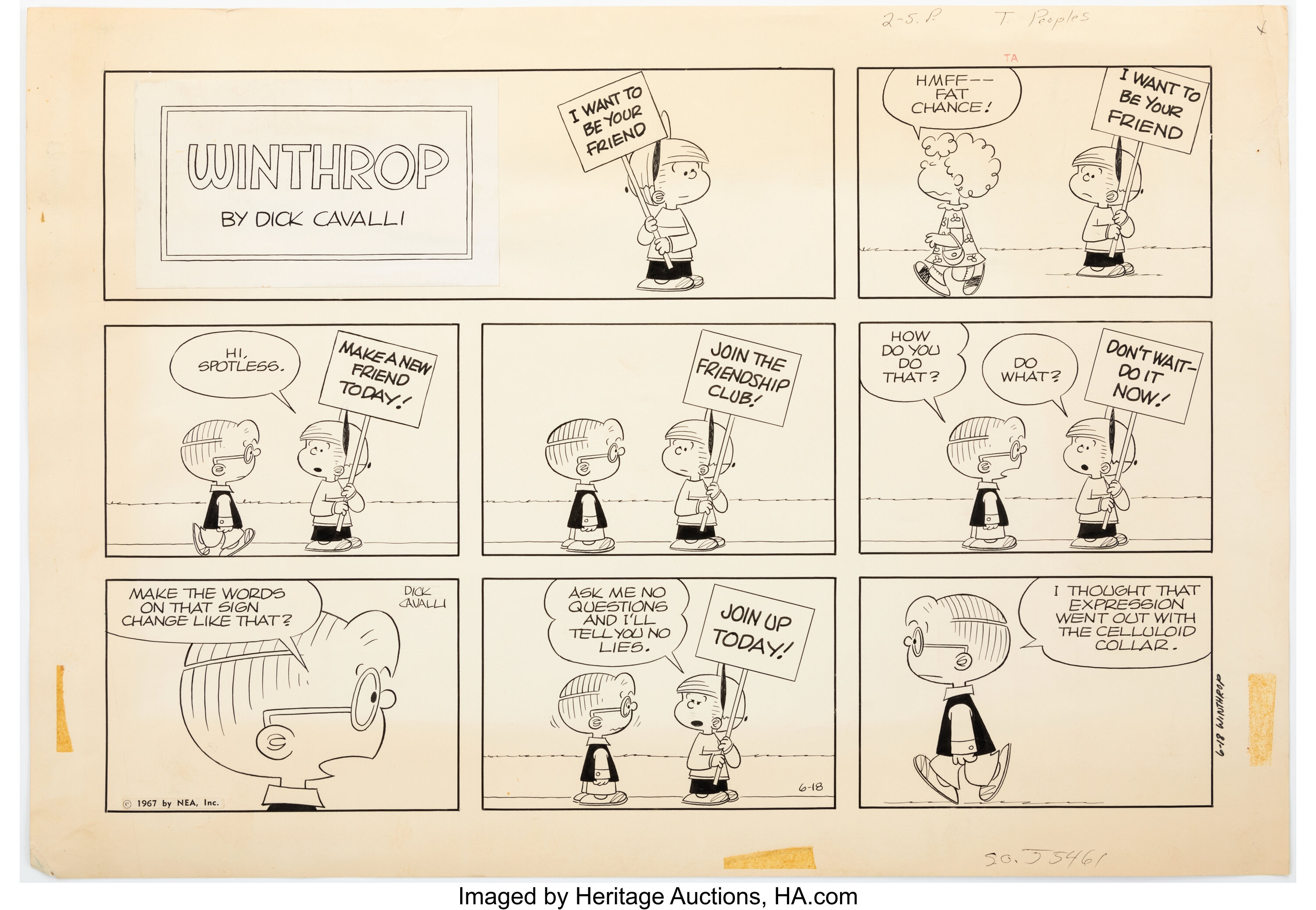Dick Cavalli Winthrop Sunday Comic Strip Original Art dated | Lot ...