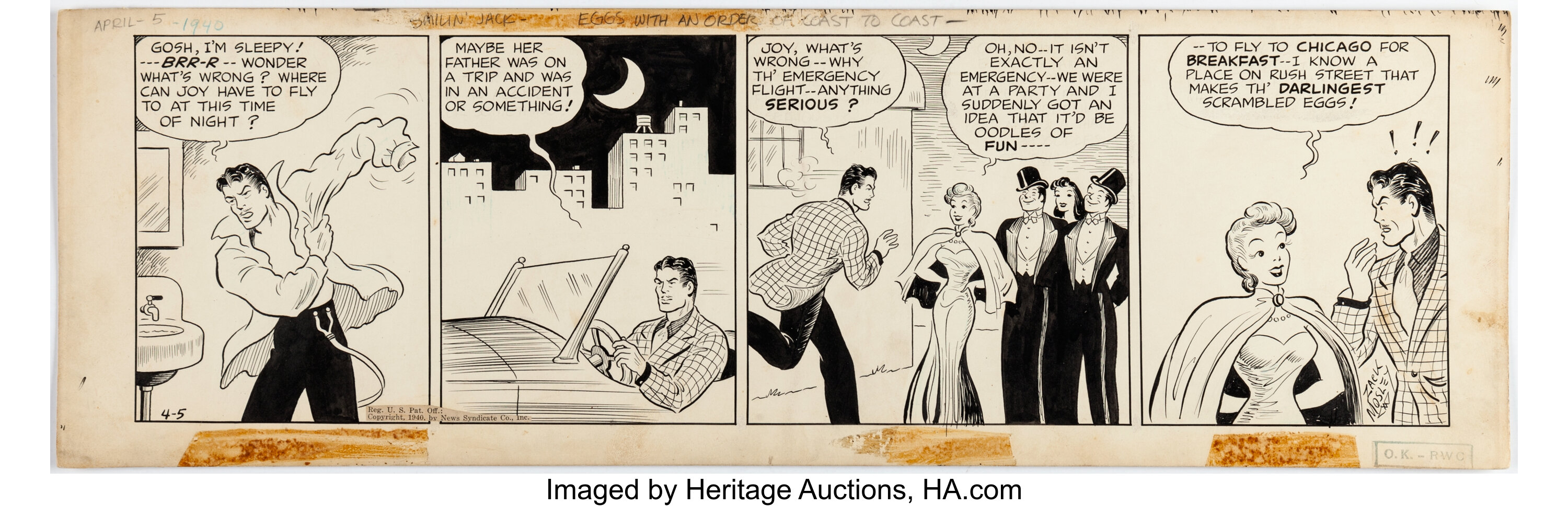 Zack Mosley Smilin' Jack Daily Comic Strip Original Art Dated | Lot ...