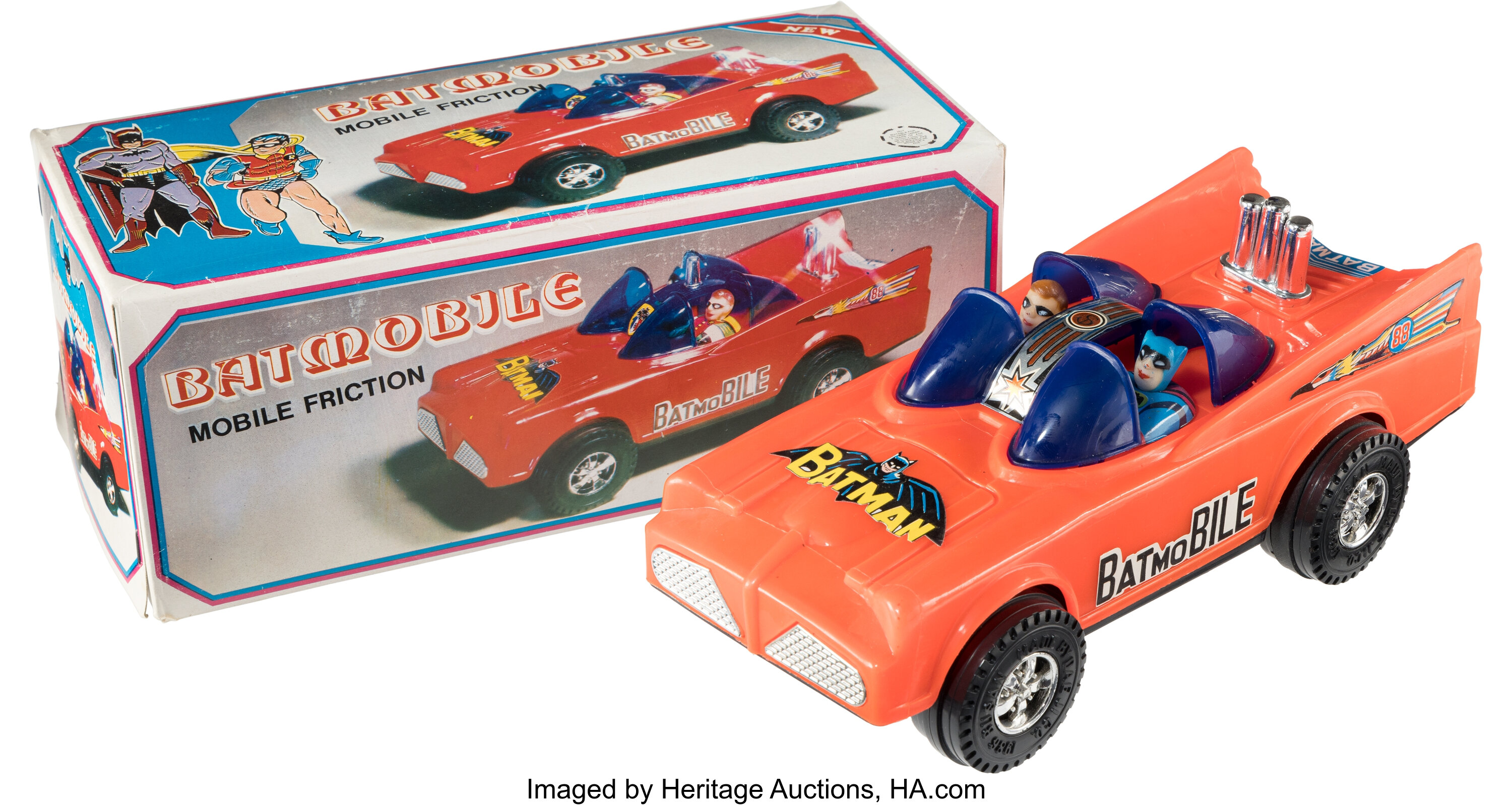 Batman Red Batmobile Buggy Original Box (Cien Ge, 1970's).... | Lot ...