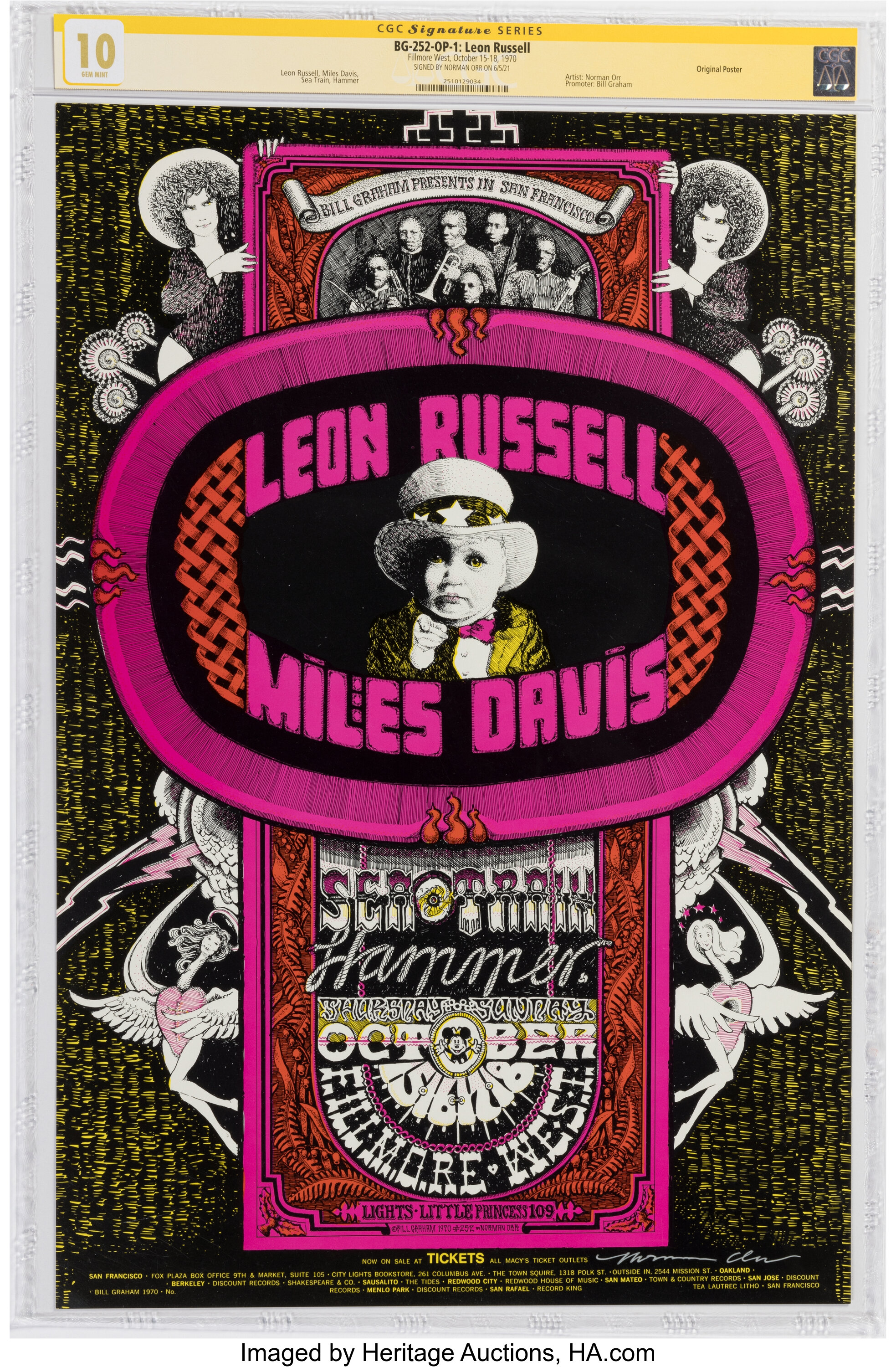 BG-252 Leon Russell, Miles Davis 1970 S.F. Poster Signed by Norman ...