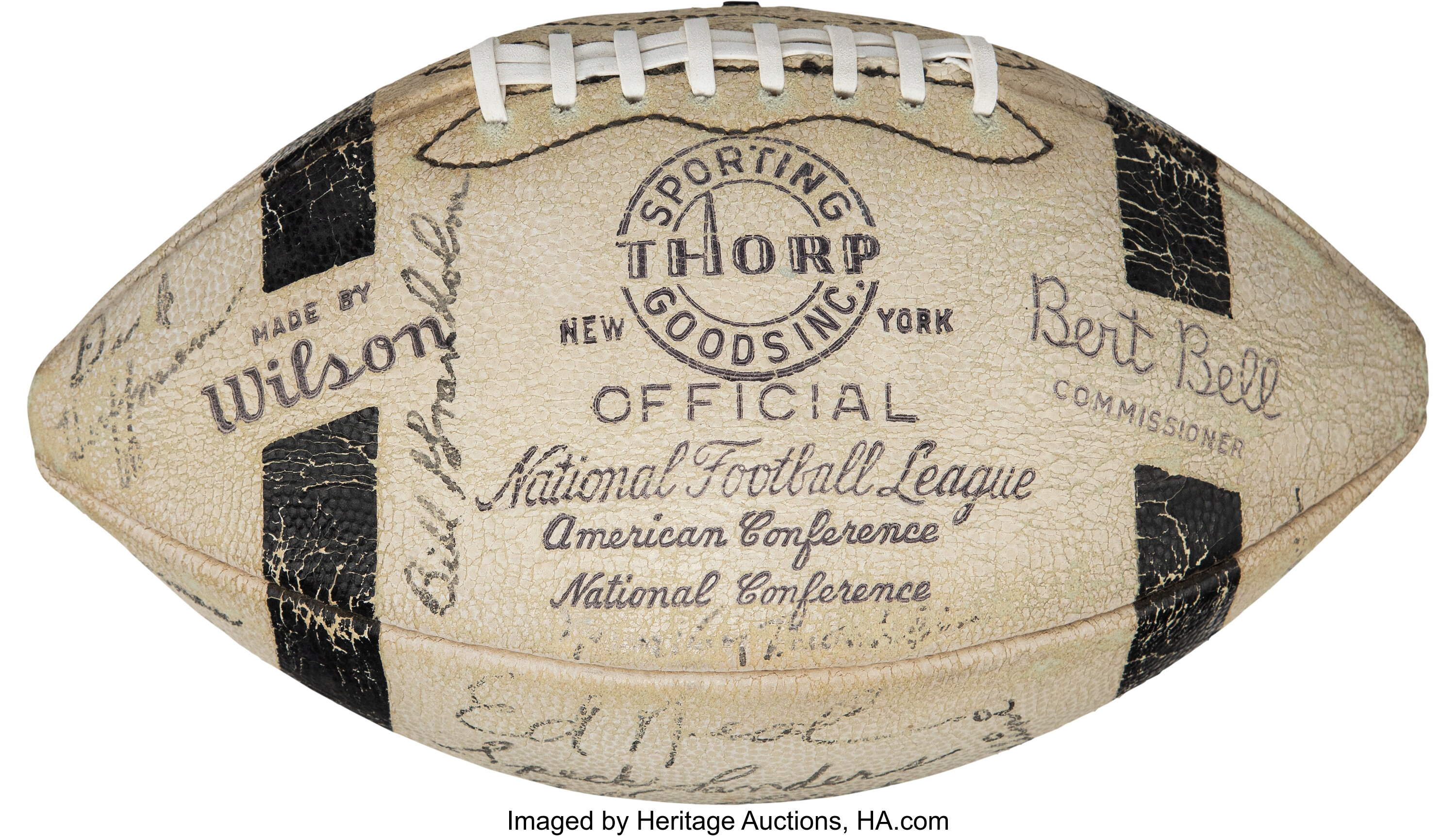 1951 National Conference Team Signed Football from the 1st Pro | Lot ...