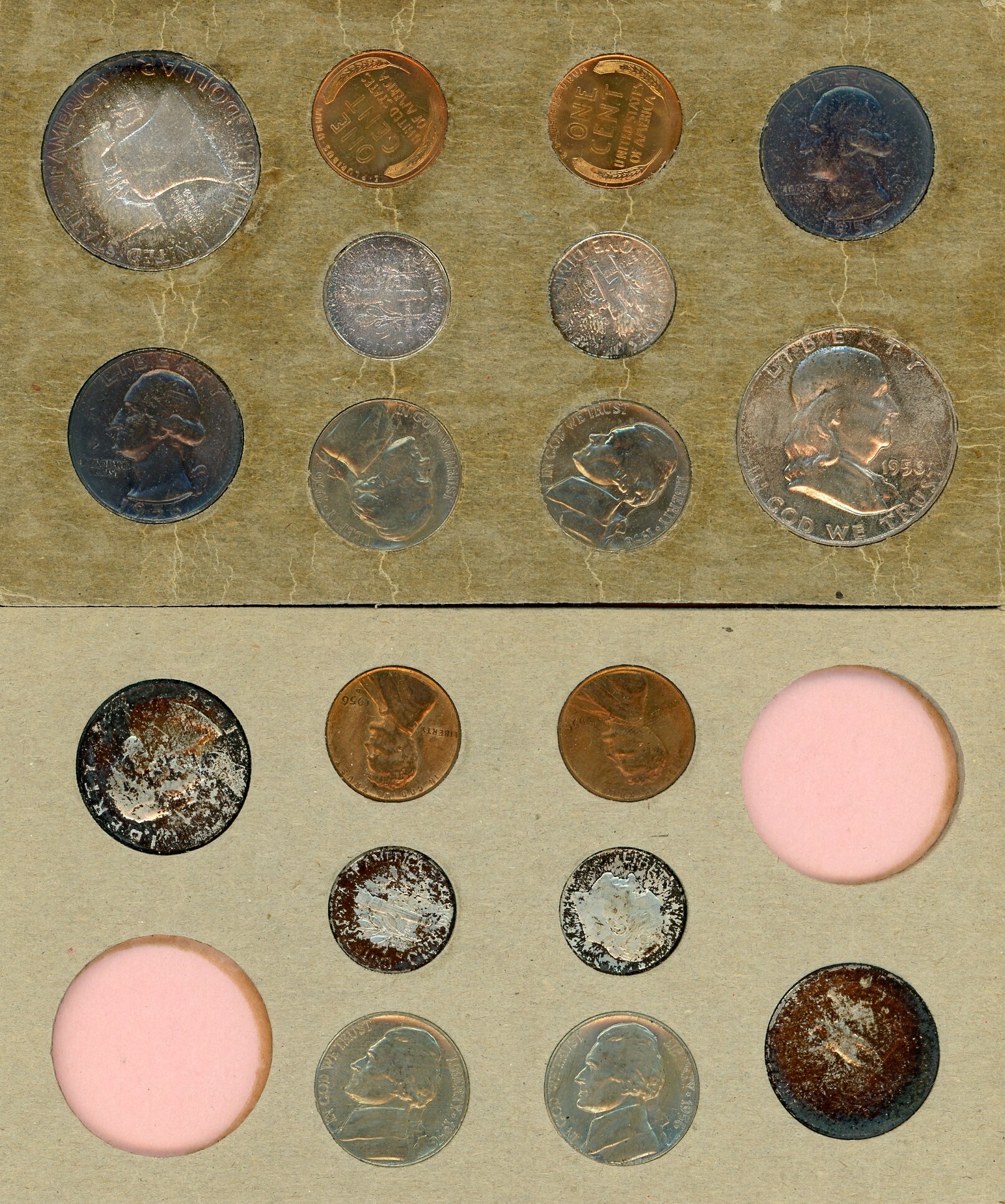 Uncertified 1956 Mint Set. The set is missing two 1956-D Franklin | Lot ...