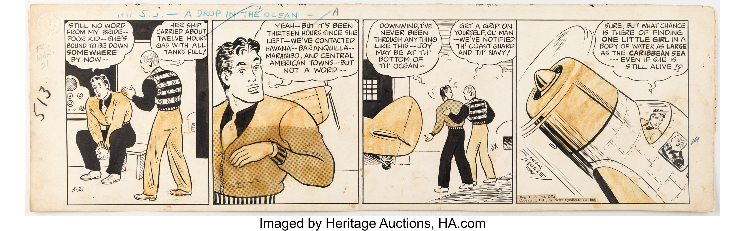 Zack Mosley Smilin' Jack Daily Comic Strip Original Art dated | Lot ...