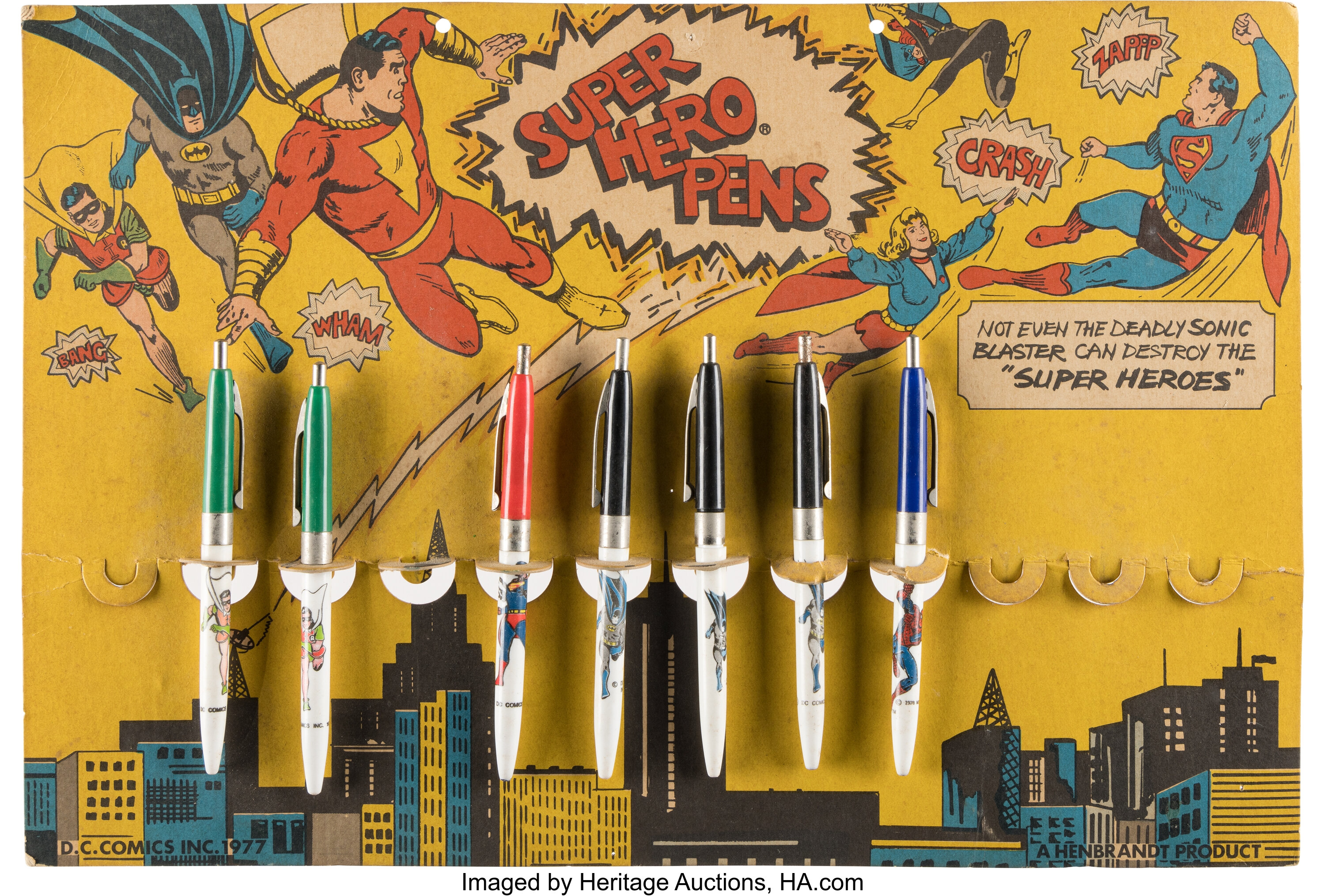Super Hero Pens with UK Display Card (Henbrandt 1977) UK Market | LotID ...
