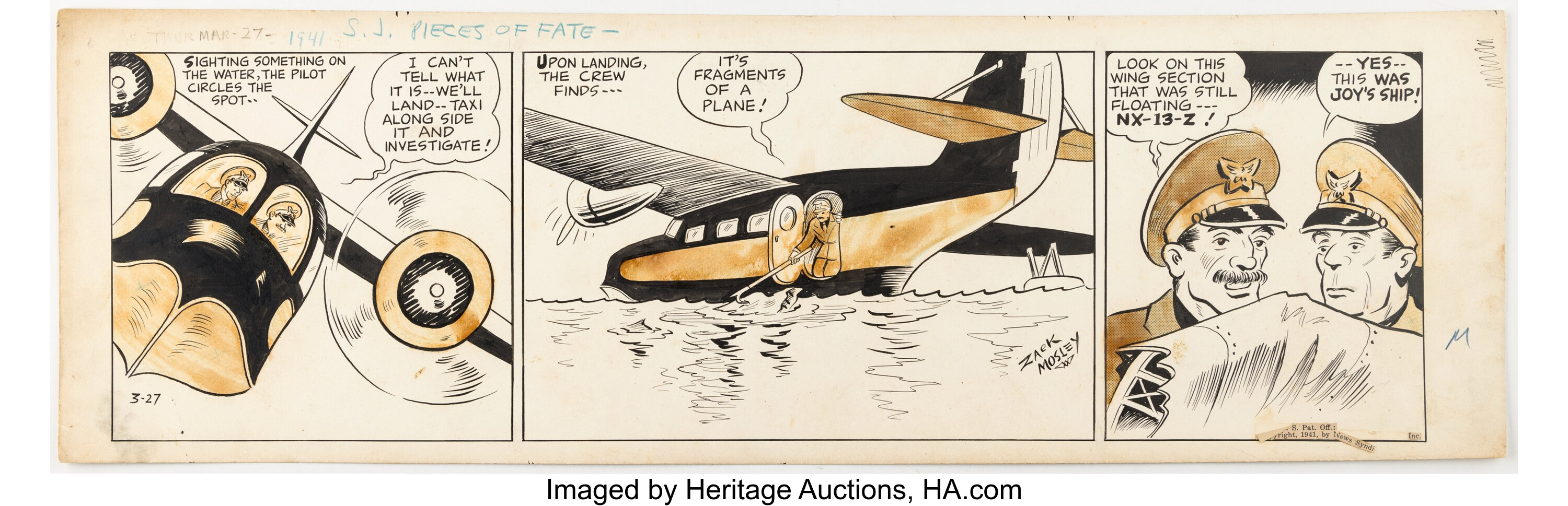 Zack Mosley Smilin' Jack Daily Comic Strip Original Art Dated | Lot ...