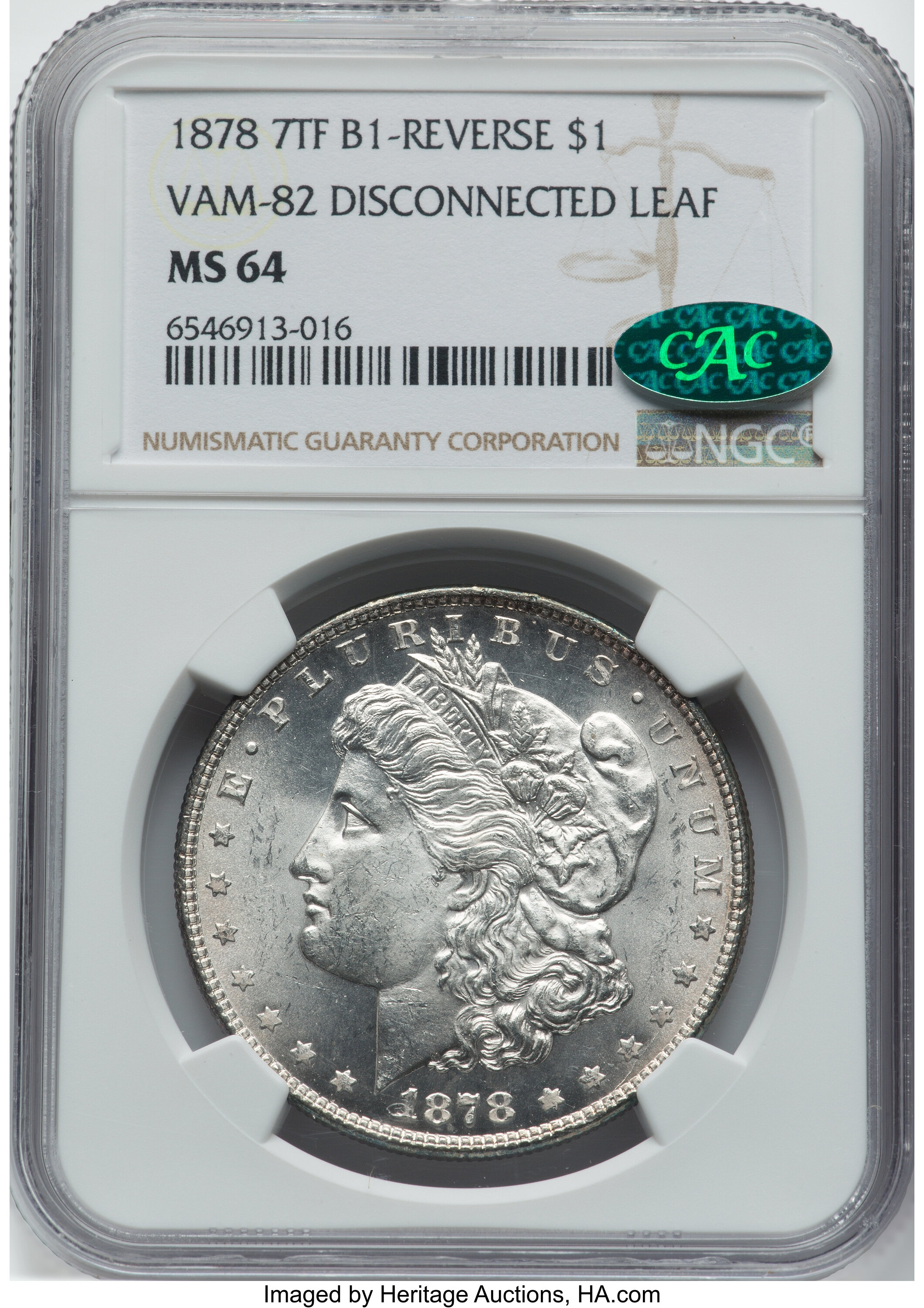 1878 7TF $1 B1 - Reverse of 1878, Doubled Stars, Disconnected Leaf ...
