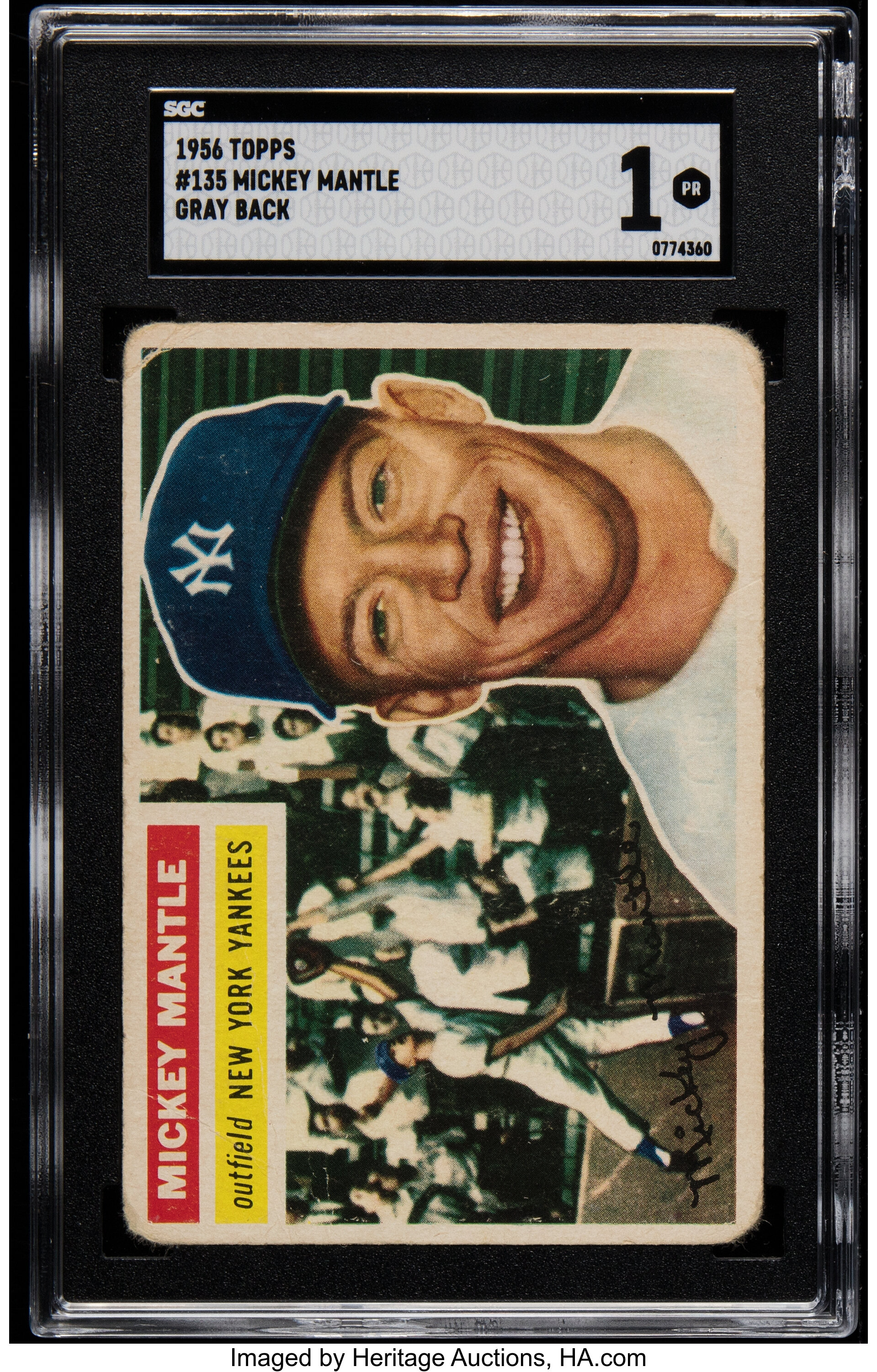 1956 Topps Mickey Mantle (Gray Back) #135 SGC Poor 1.... Baseball | Lot ...