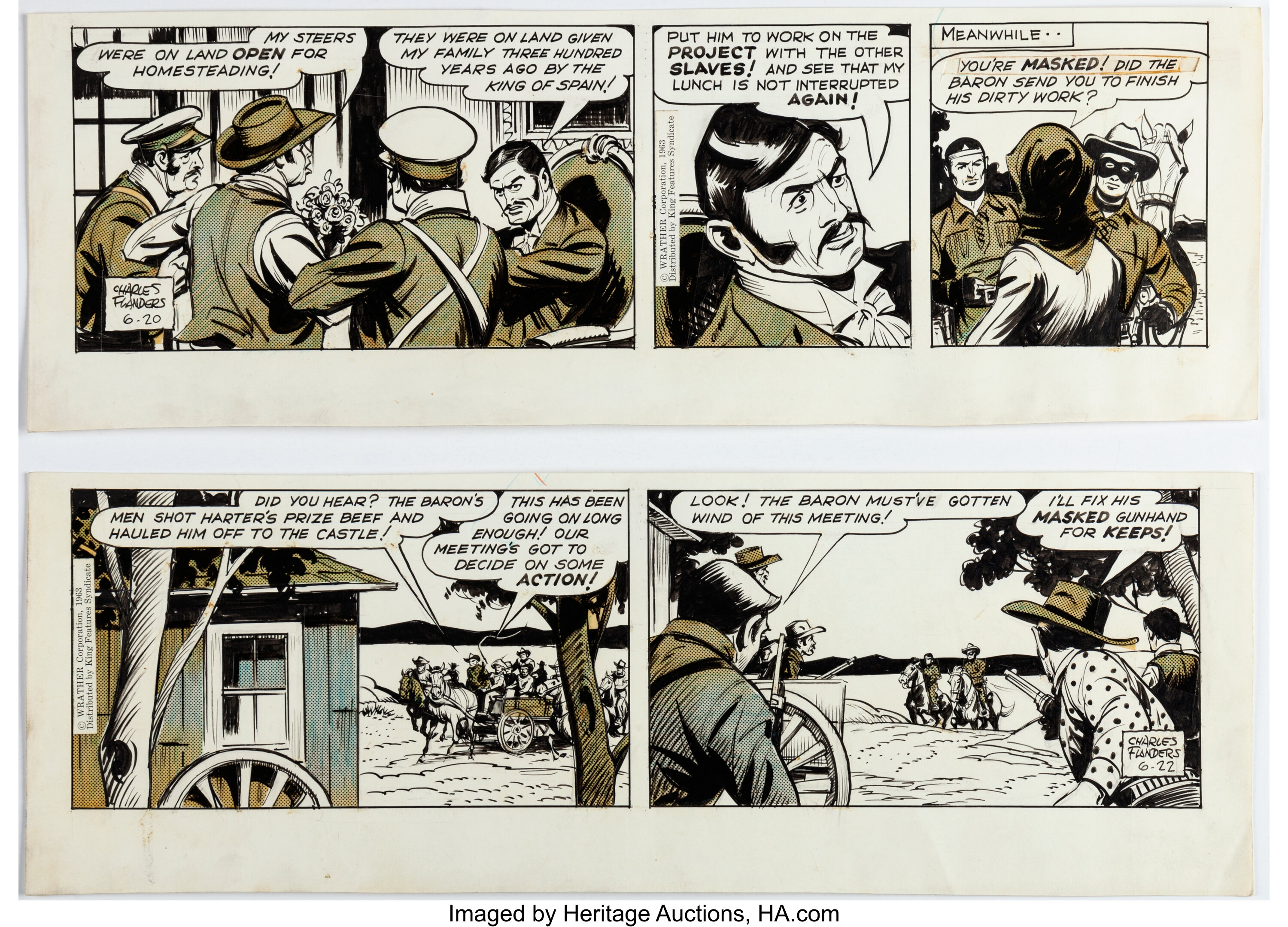 Charles Flanders The Lone Ranger Daily Comic Strip Original Art | LotID ...