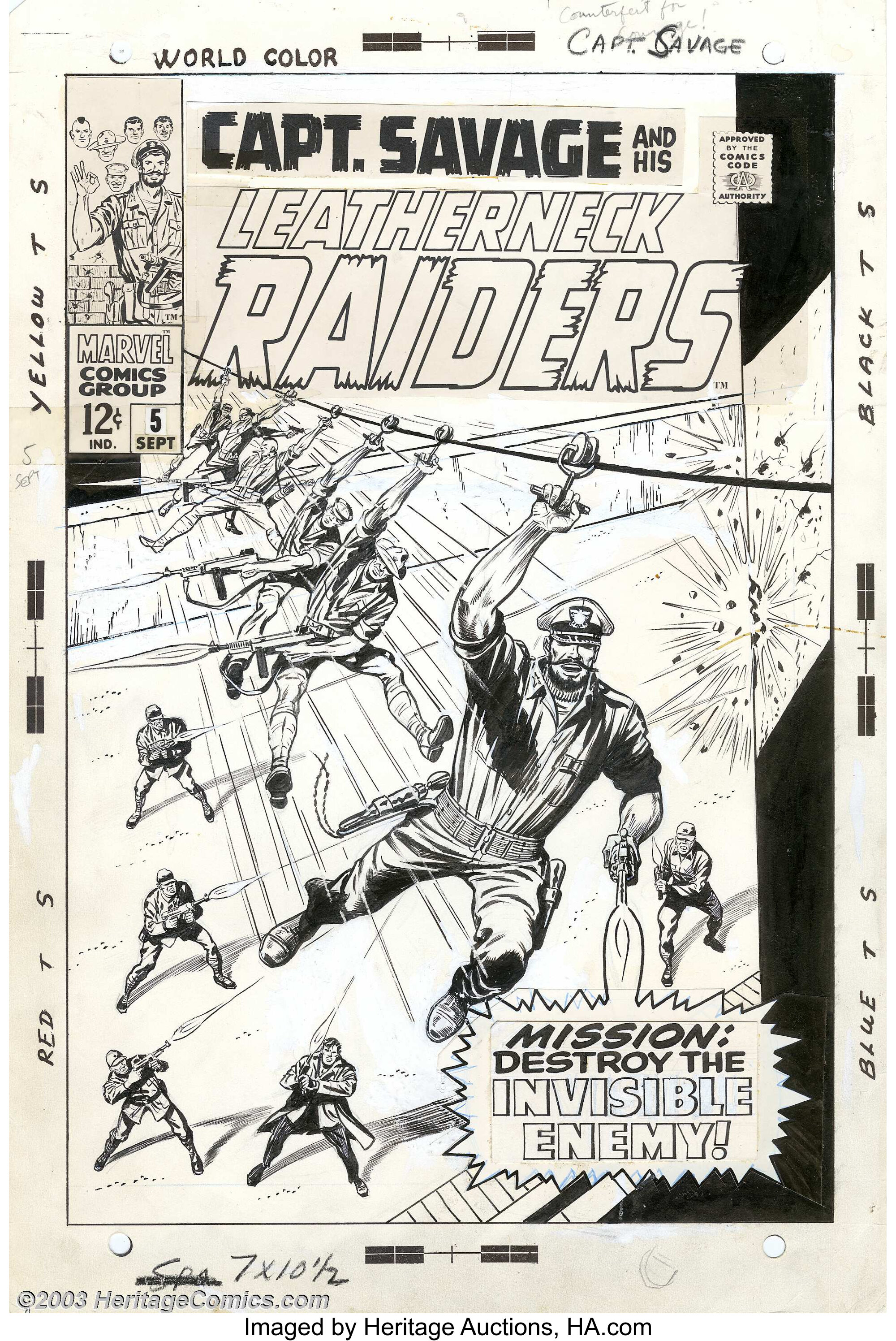 Dick Ayers and Syd Shores - Original Cover Art for Captain Savage | Lot ...
